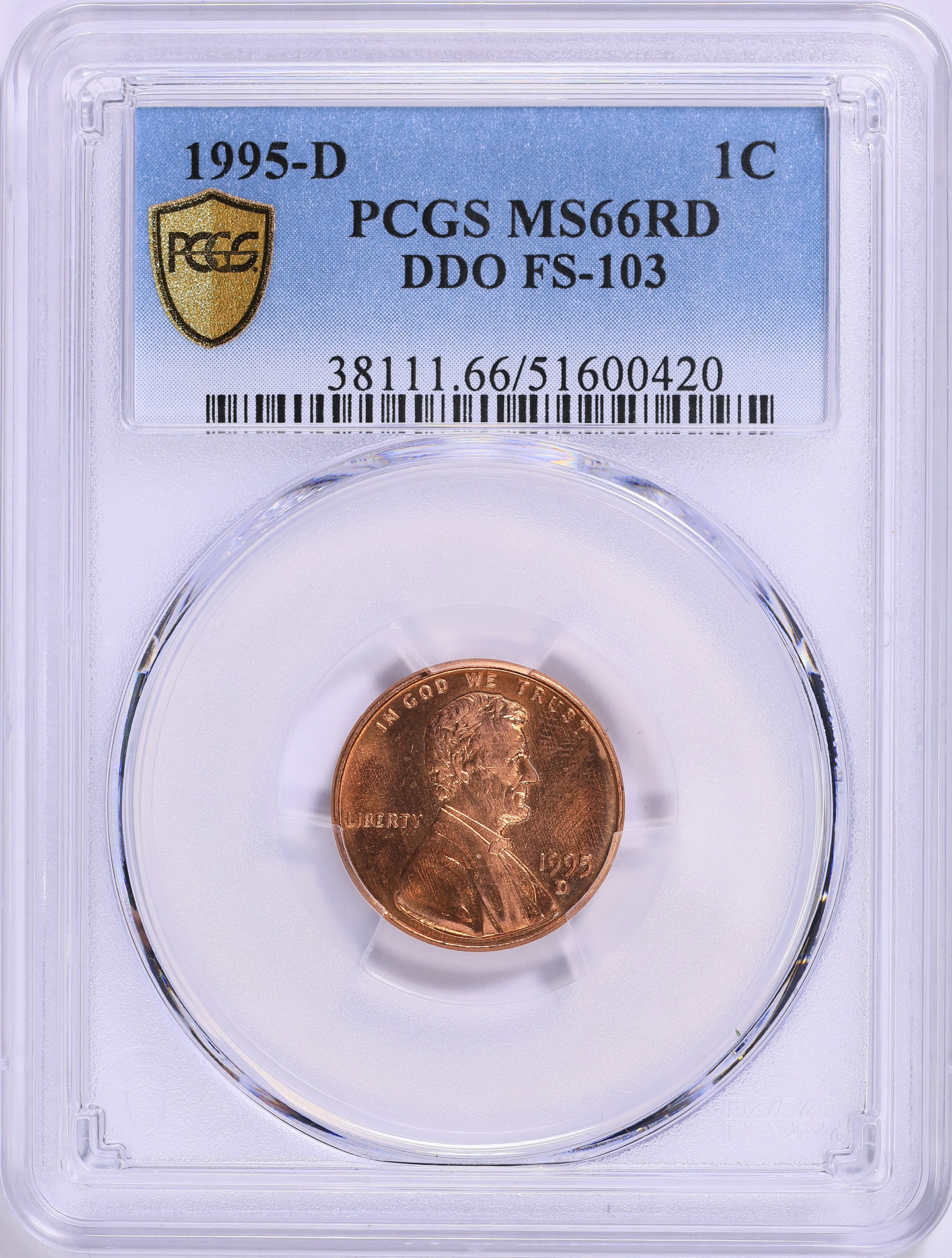 1995-D Lincoln Cent Doubled Die Obverse FS-103 PCGS MS-66 RD (Item 1817767) | GreatCollections ...
