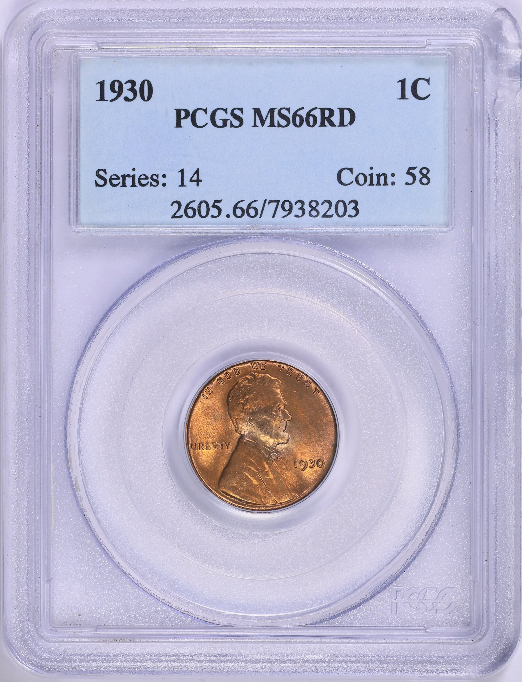 1930 Lincoln Cent PCGS MS-66 RD (Item 1817777) | GreatCollections Coin Auctions