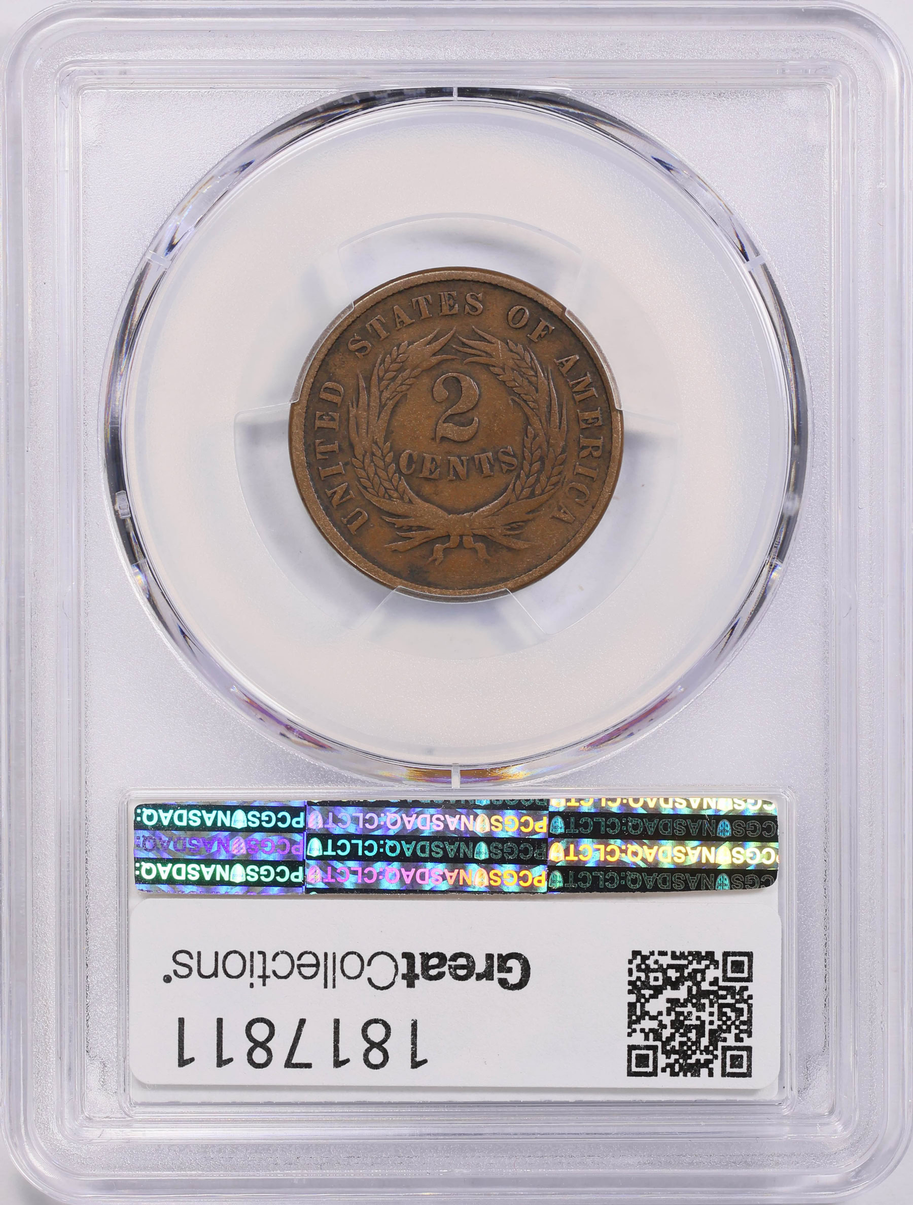 1867 Two-Cent Piece Doubled Die Obverse PCGS F-12 BN (Item 1817811) | GreatCollections Coin Auctions