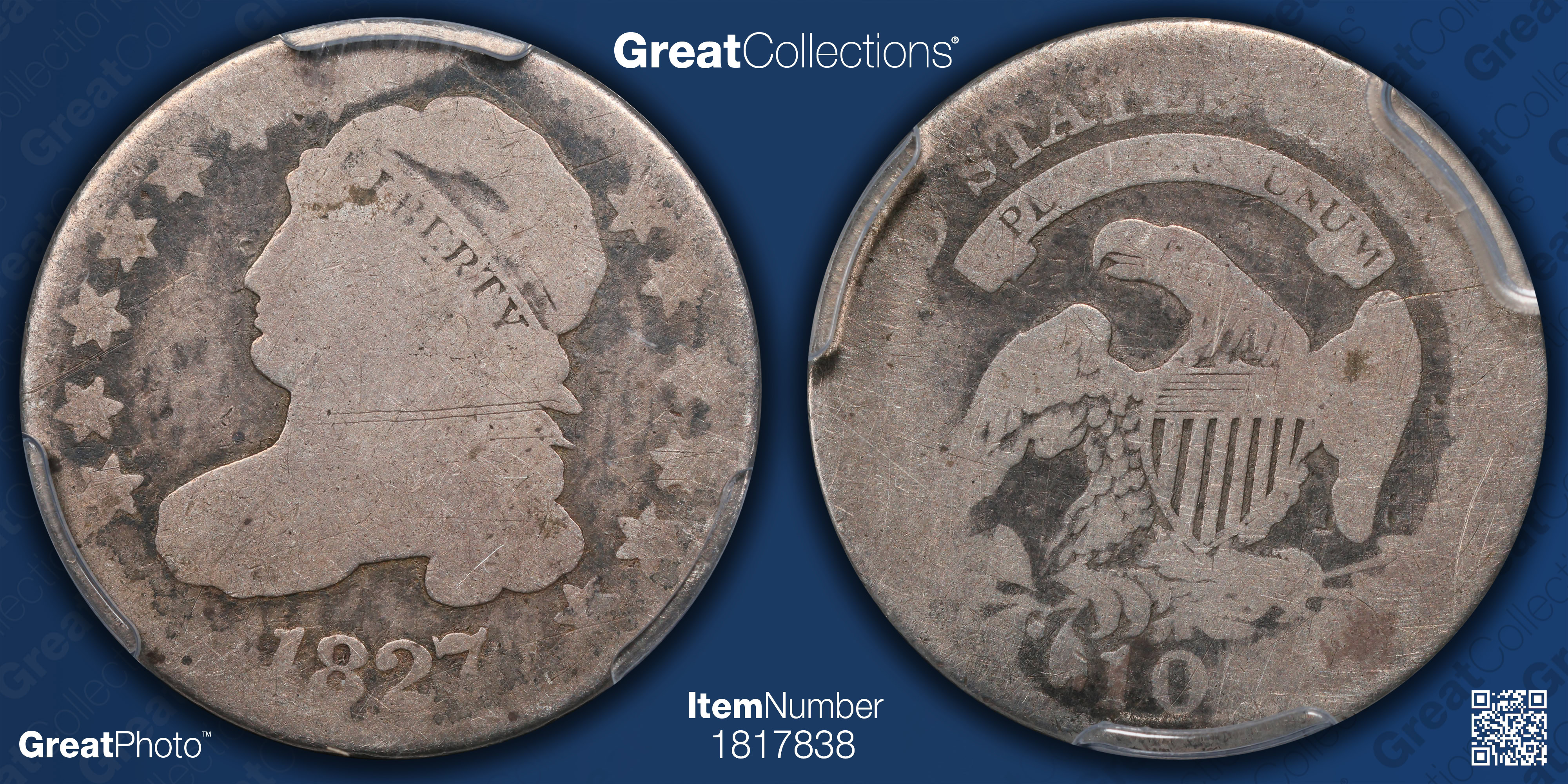 1827 Capped Bust Dime PCGS AG-03 (Item 1817838) | GreatCollections Coin ...