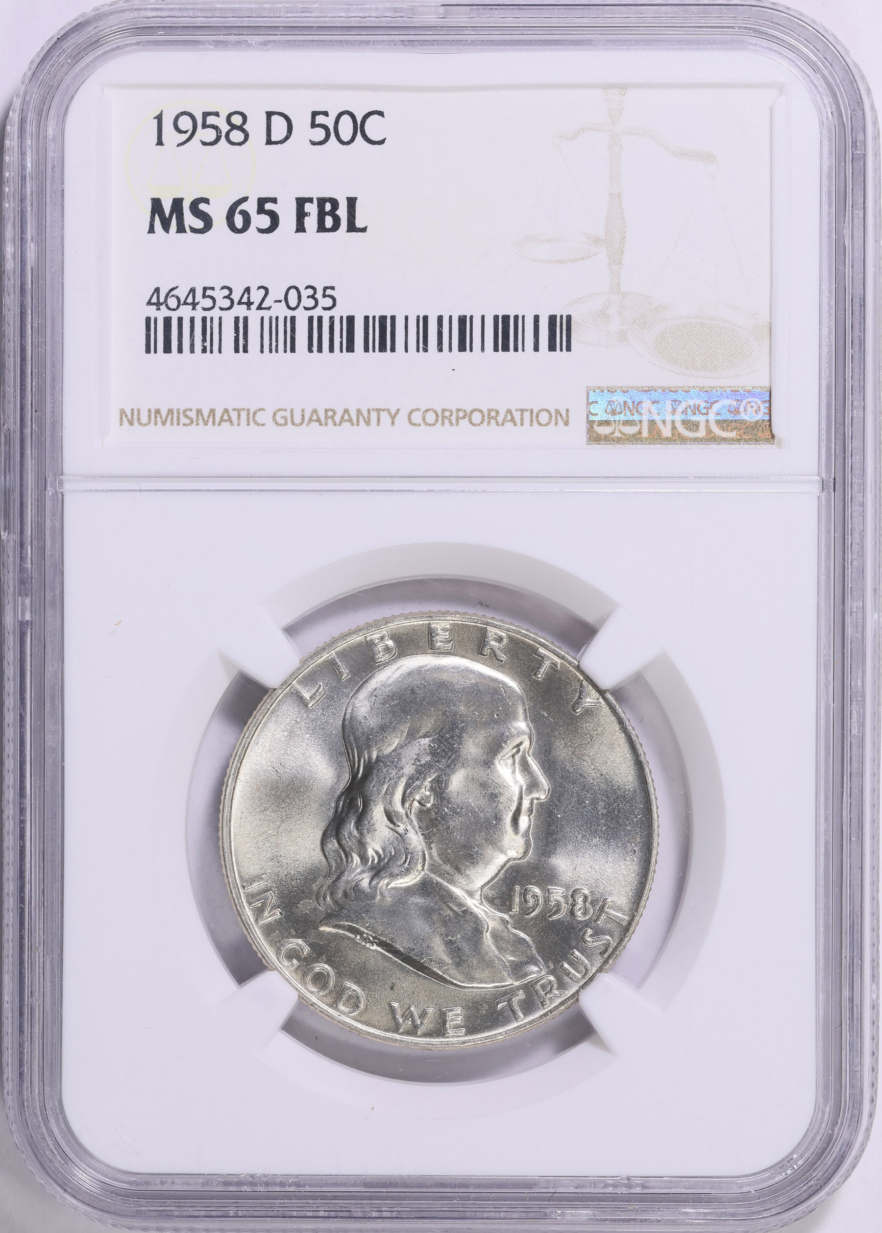 1958-D Franklin Half Dollar NGC MS-65 FBL (Item 1817898 ...