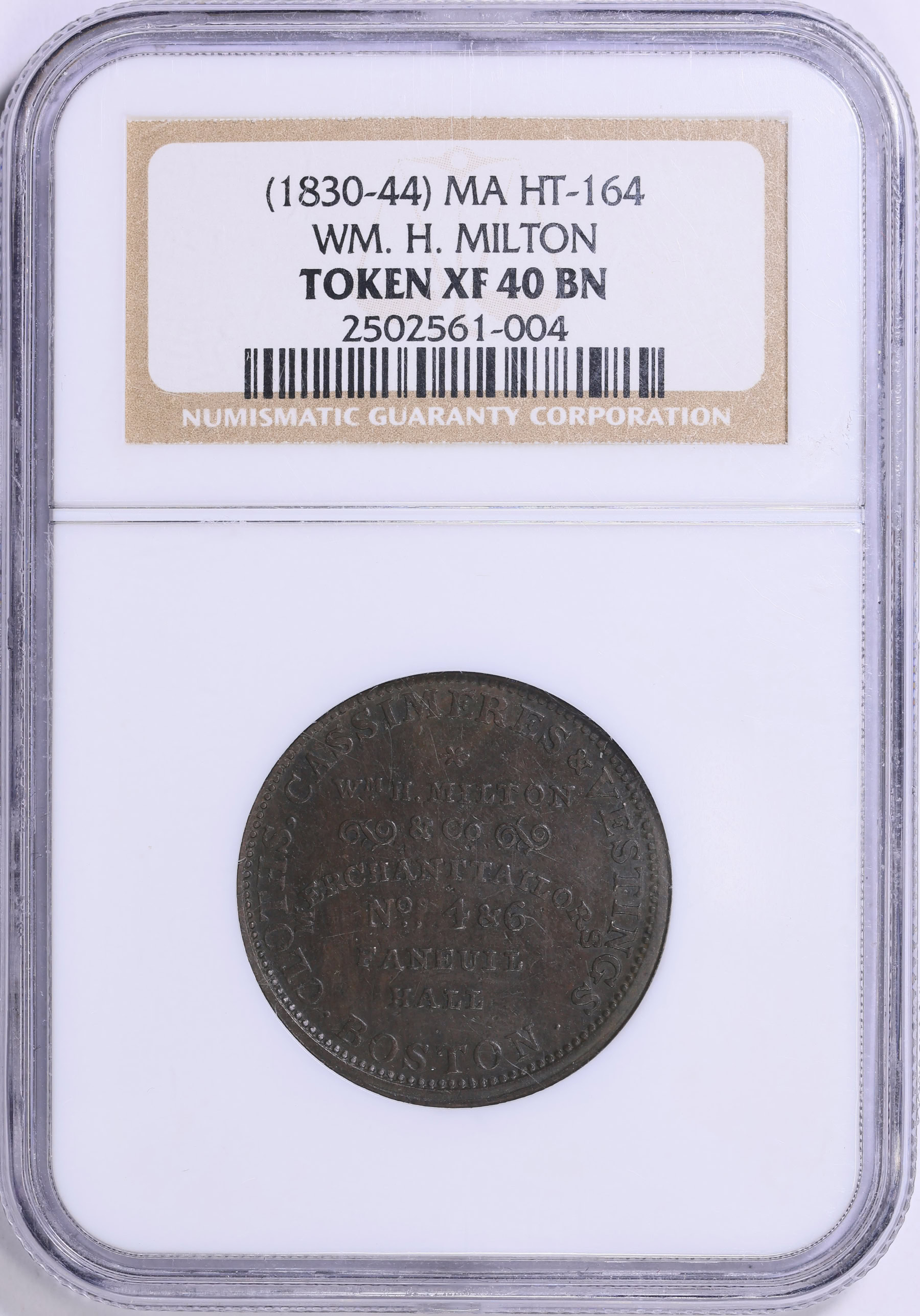 ND (1830-44) Wm. H. Hamilton Hard Times Token HT-164 NGC XF-40 BN (Item ...