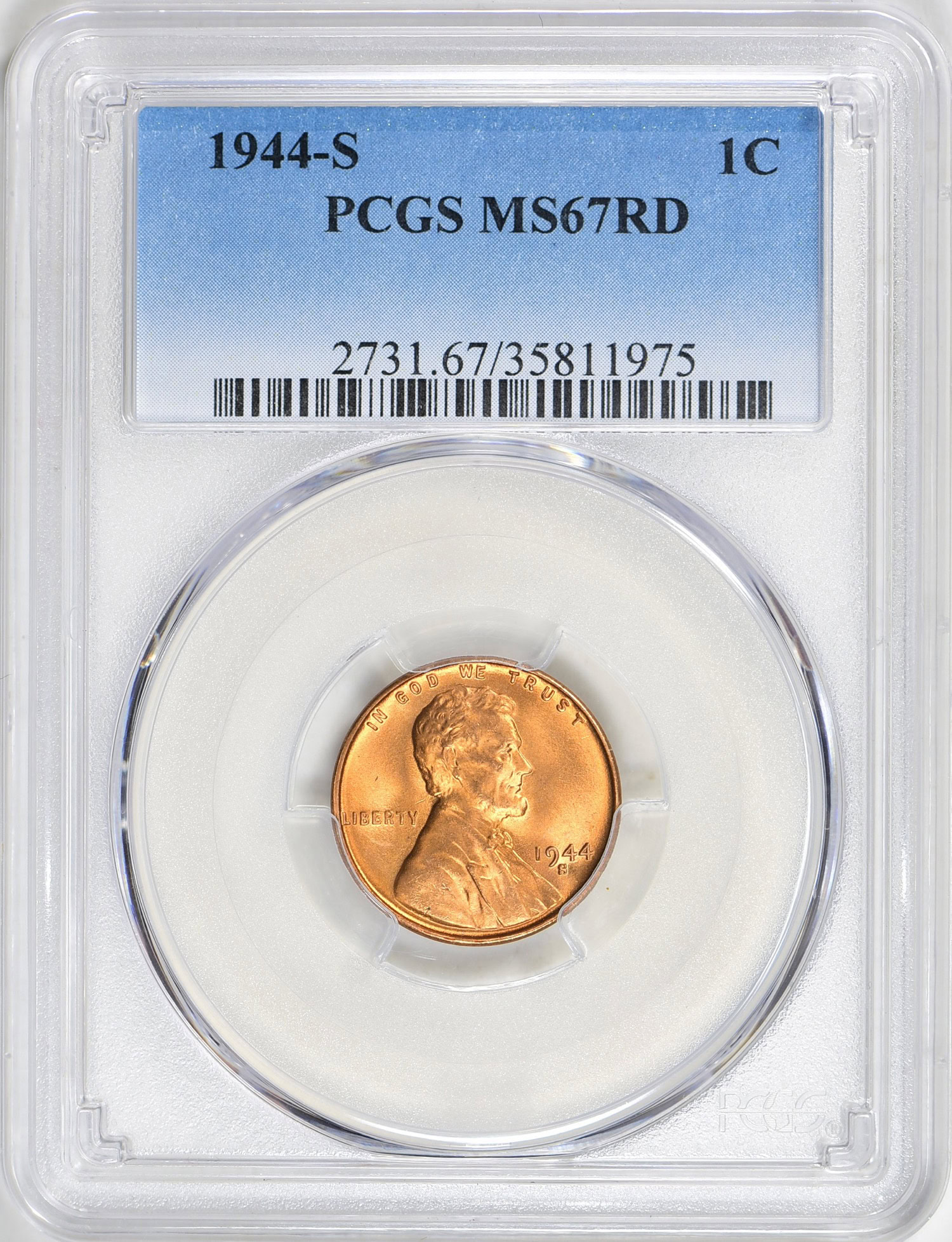 1944-S Lincoln Cent PCGS MS-67 RD (Item 1817942) | GreatCollections Coin Auctions