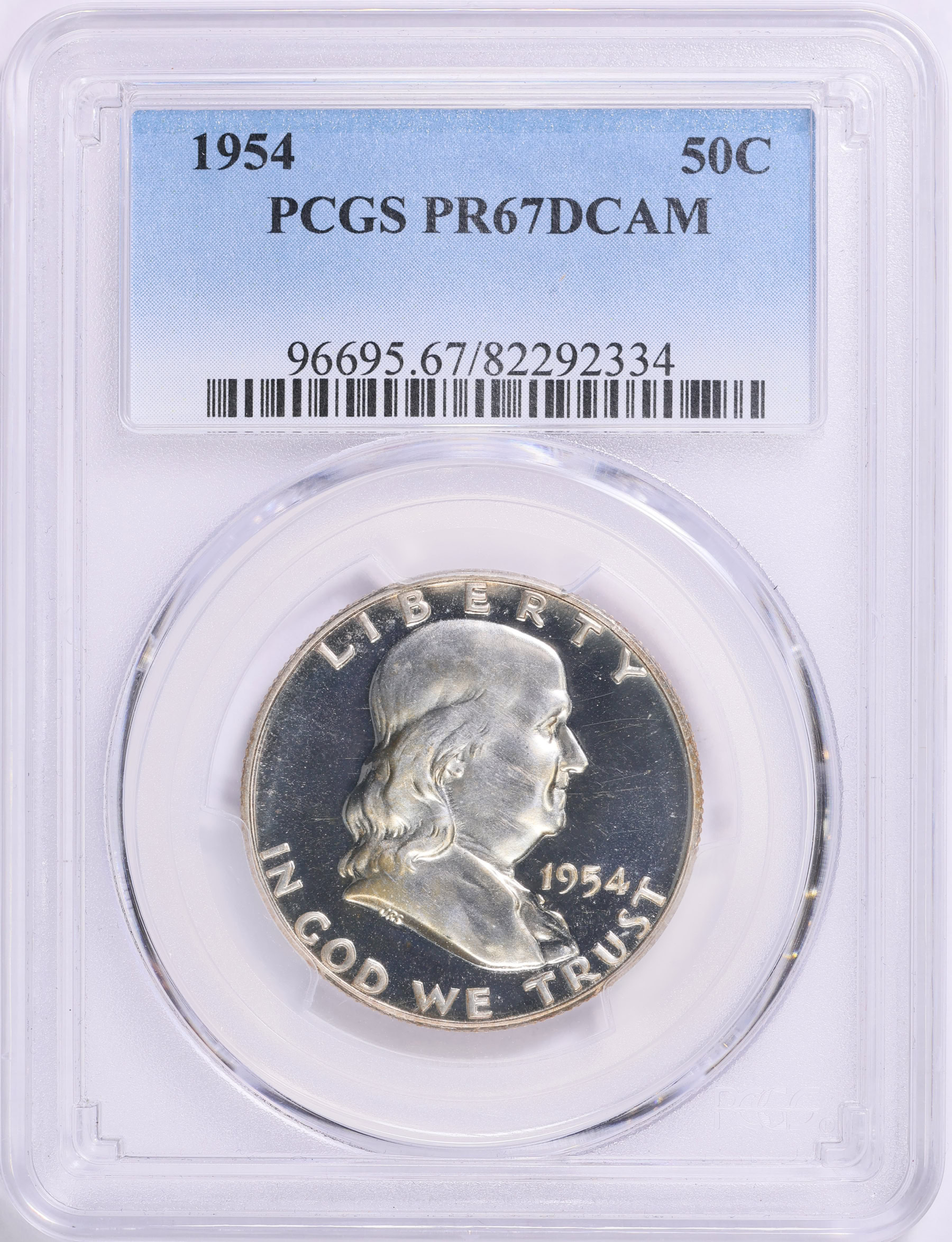 1954 Franklin Half Dollar PCGS Proof-67 DCAM (Toned) (Item 1817976) | GreatCollections Coin Auctions