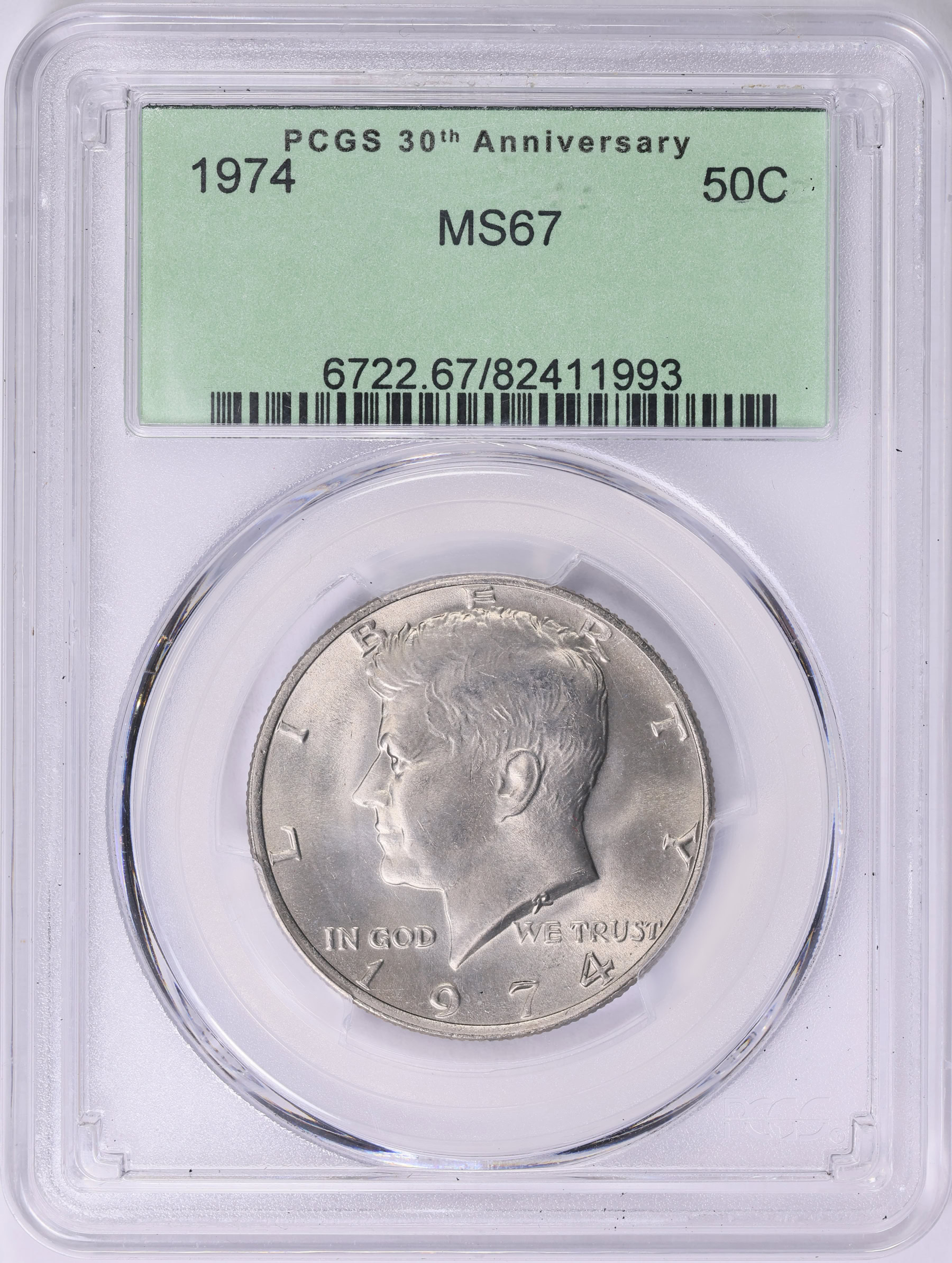 1974 Kennedy Half Dollar PCGS MS-67 (OGH 30th Anniversary Label) (Item ...