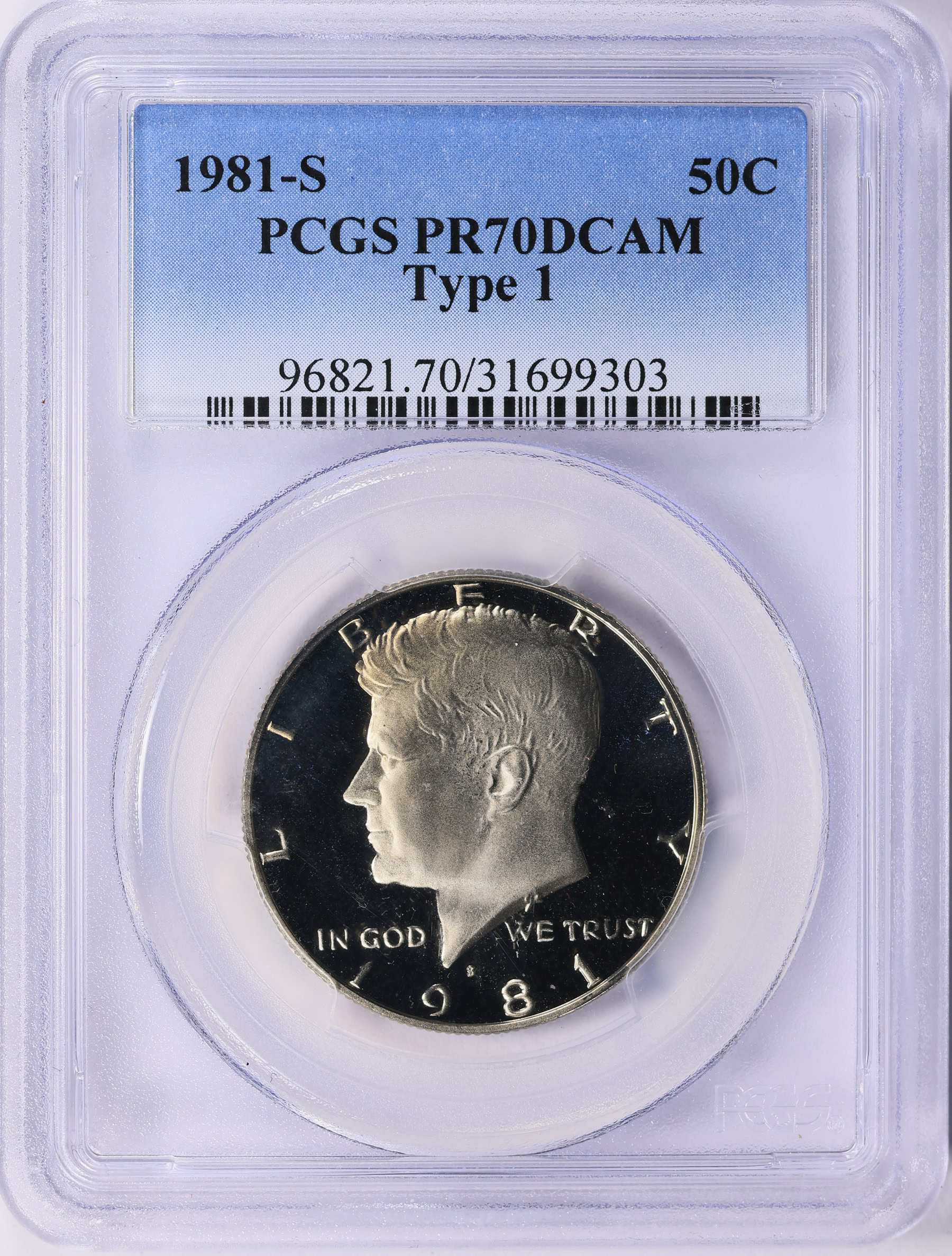 1981-S Kennedy Half Dollar Type 1 PCGS Proof-70 DCAM (Item 1818011) | GreatCollections Coin Auctions