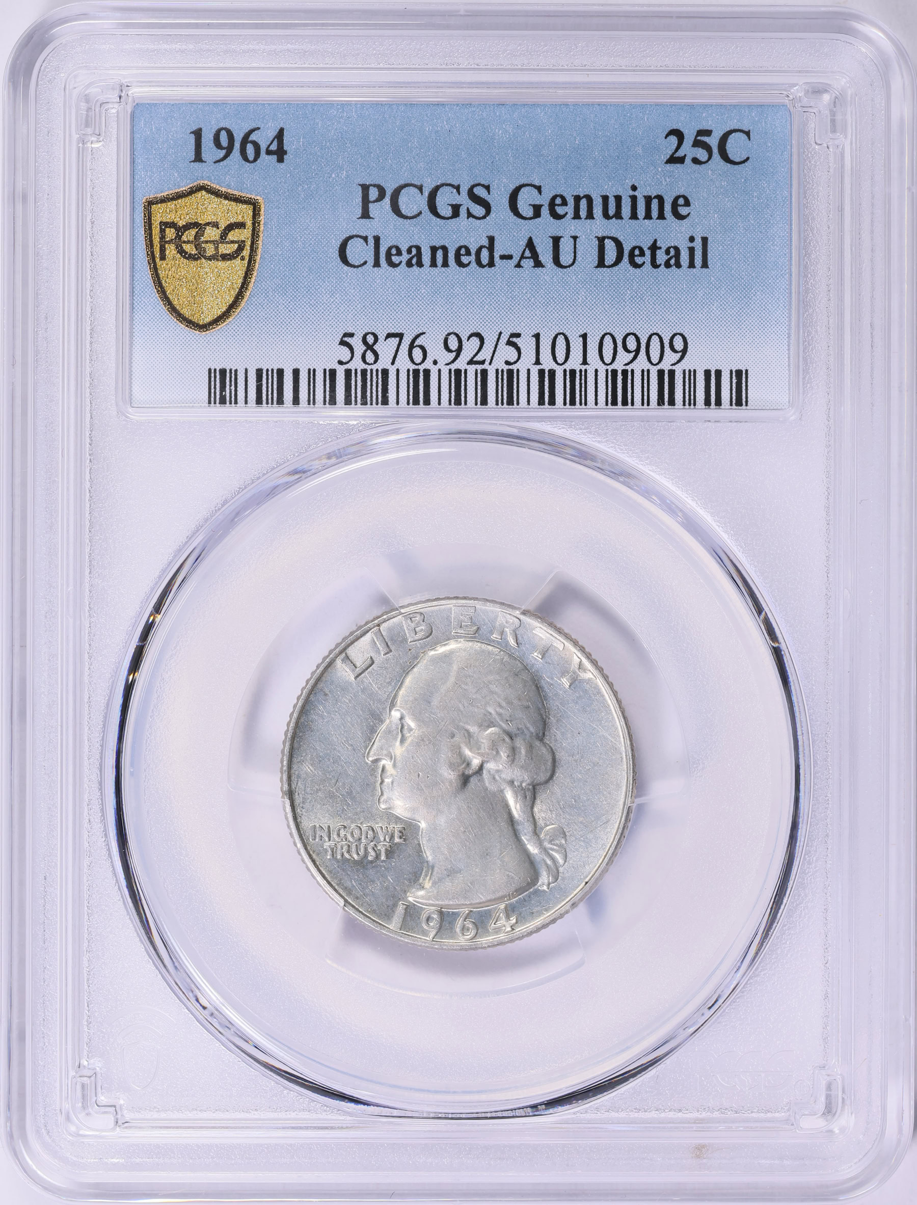 1964 Washington Quarter PCGS Genuine AU Details (Item 1818069) | GreatCollections Coin Auctions