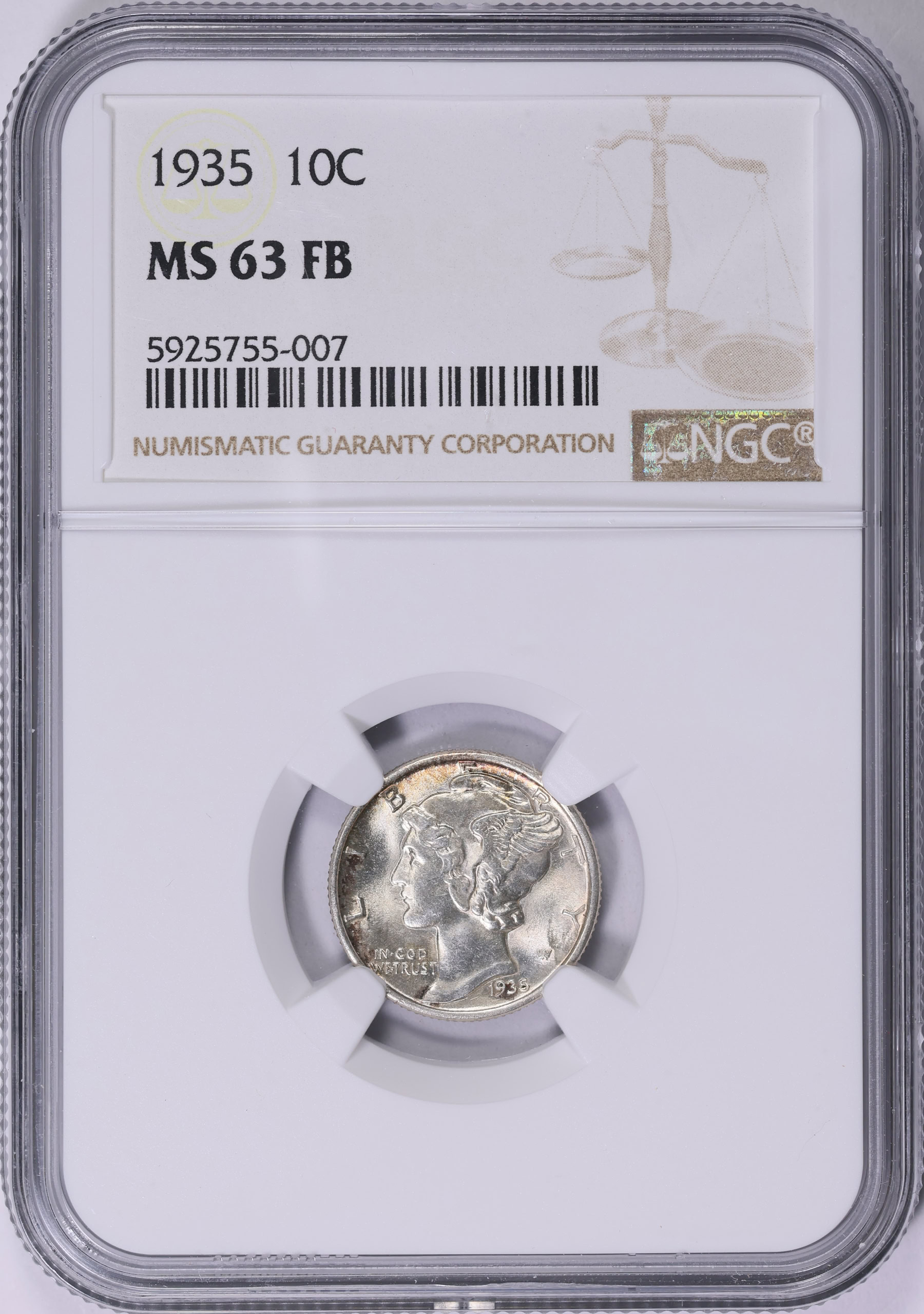 1935 Mercury Dime NGC MS-63 FB (Item 1818162) | GreatCollections Coin Auctions