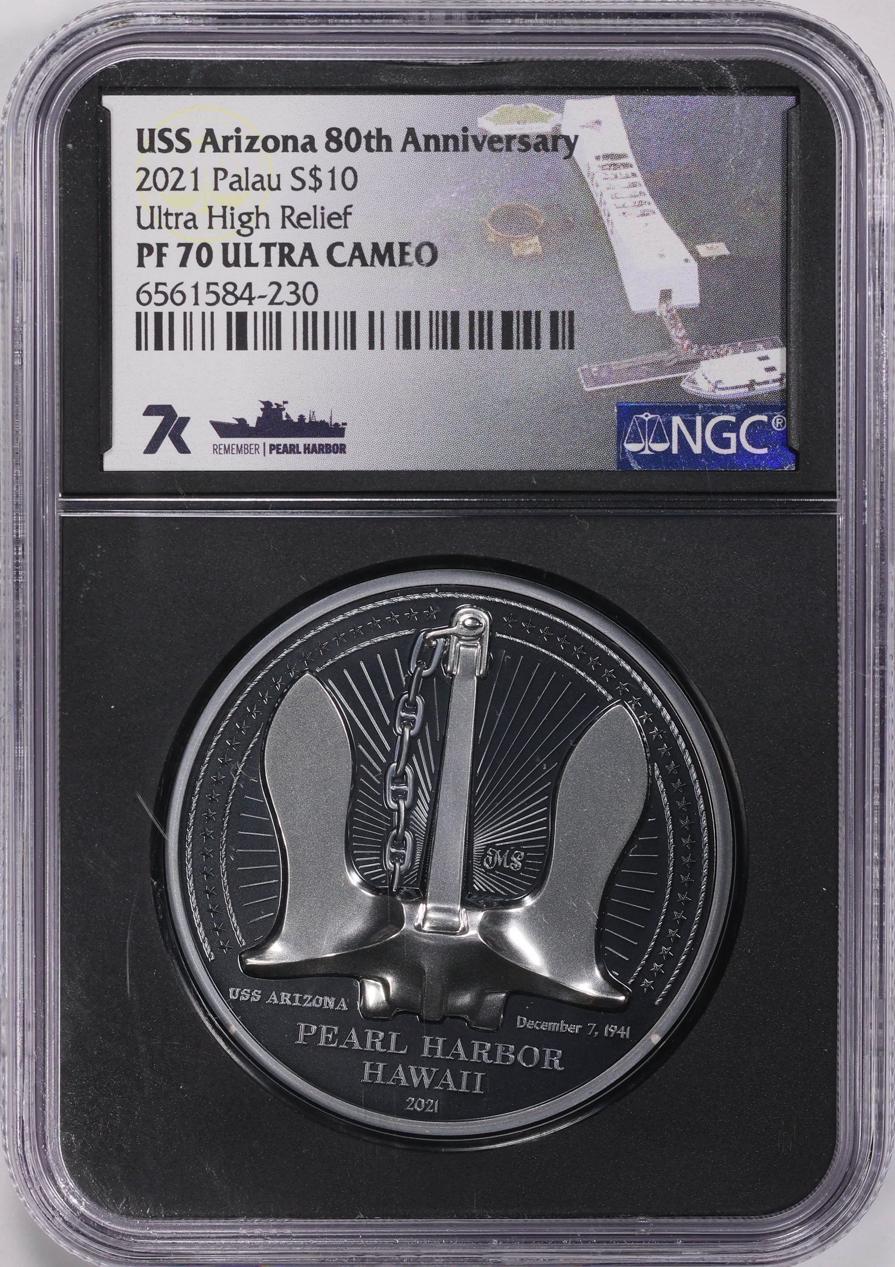 Palau 2021 Silver $10 USS Arizona 80th Anniversary Ultra High Relief KM ...
