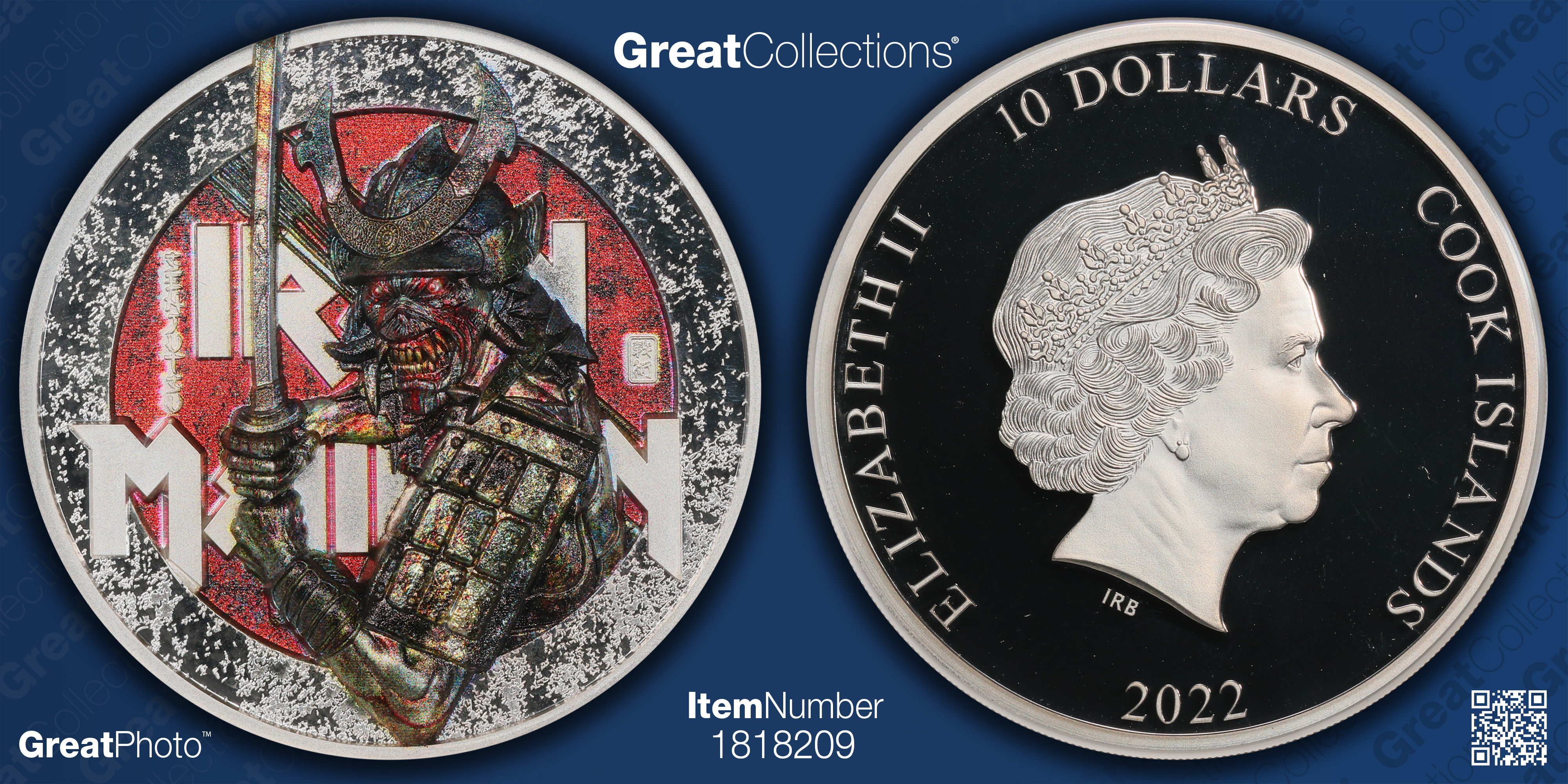 Cook Islands 2022 Silver $10 Iron Maiden Senjutsu Ag Ultra High Relief ...