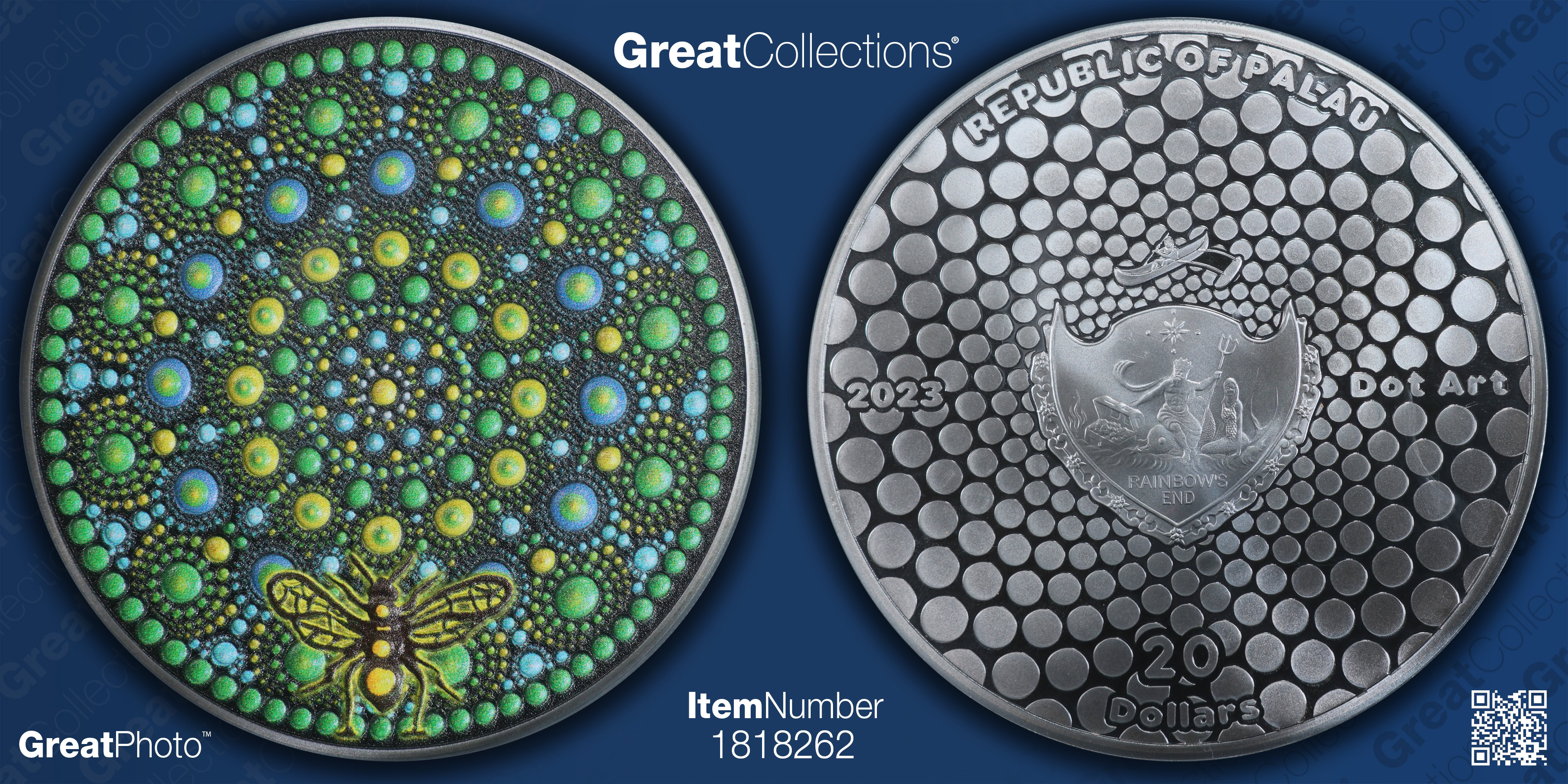 Palau 2023 Silver $20 Dot Art Four Seasons Spring Flower Colored NGC ...