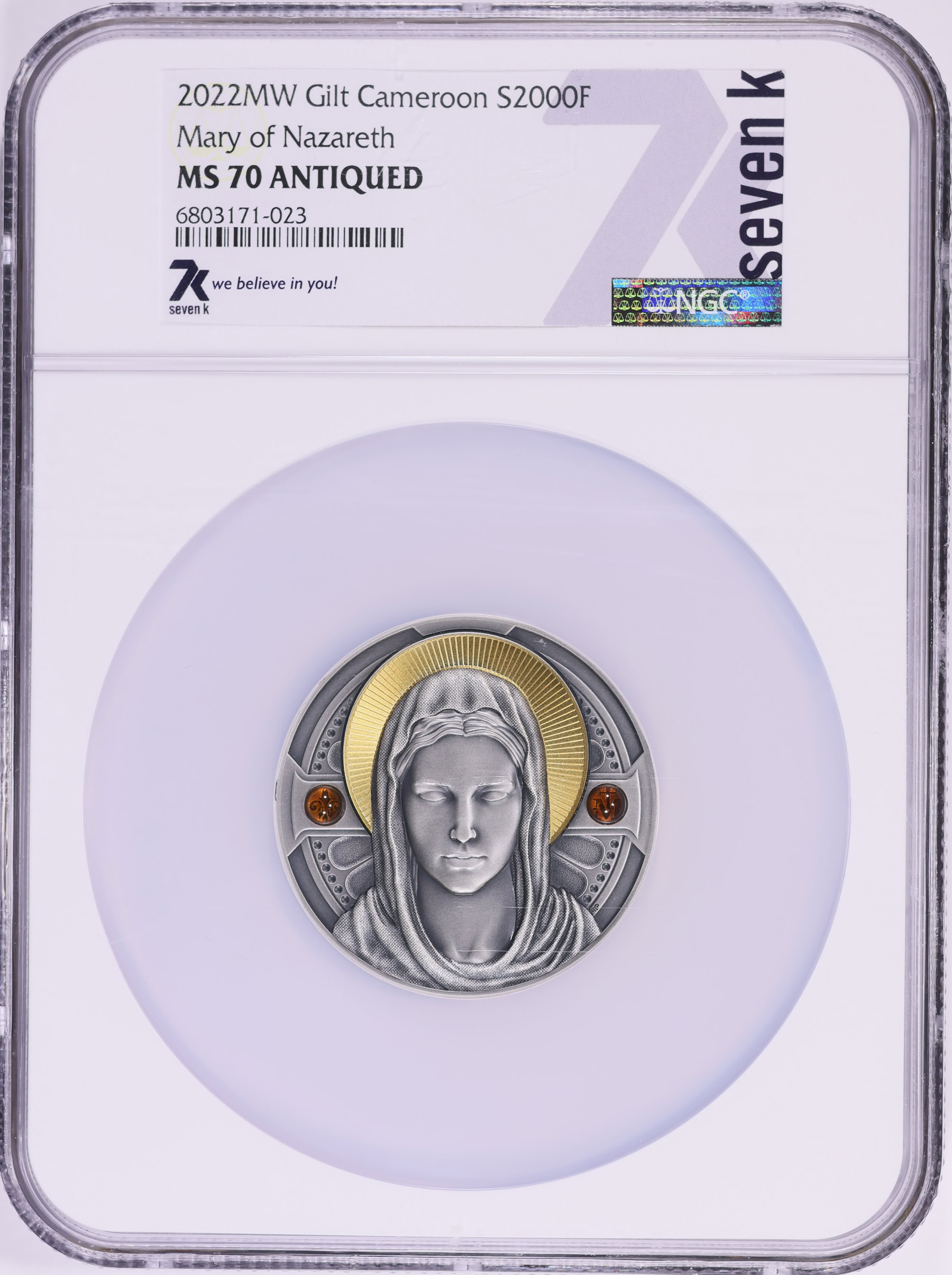 Cameroun 2022-MW Silver 2000 Francs Mary of Nazareth - Antiqued Gilt ...