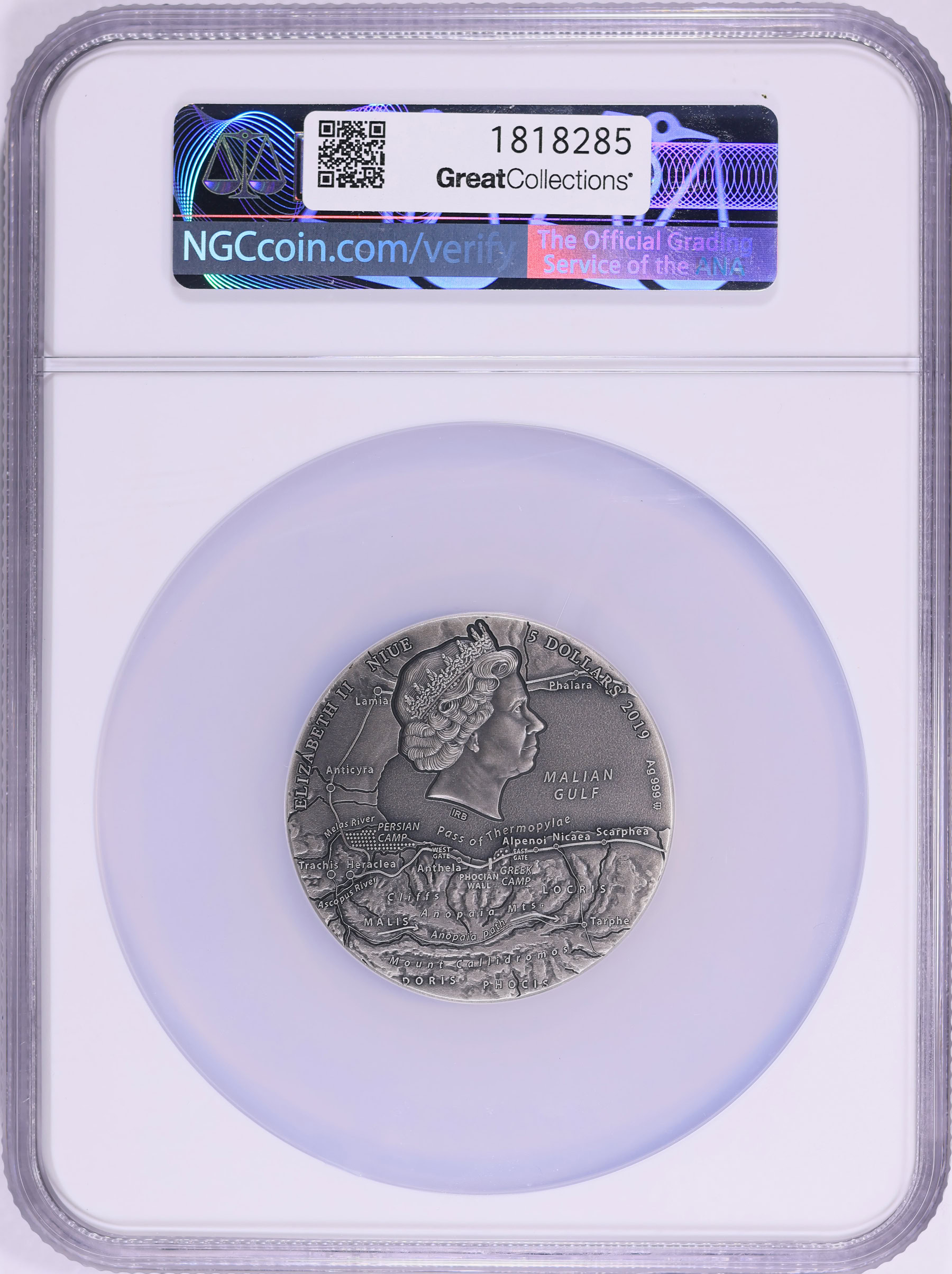 Niue 2019-MW Silver $5 Leonidas - Antiqued - Great Commanders KM-3402 ...