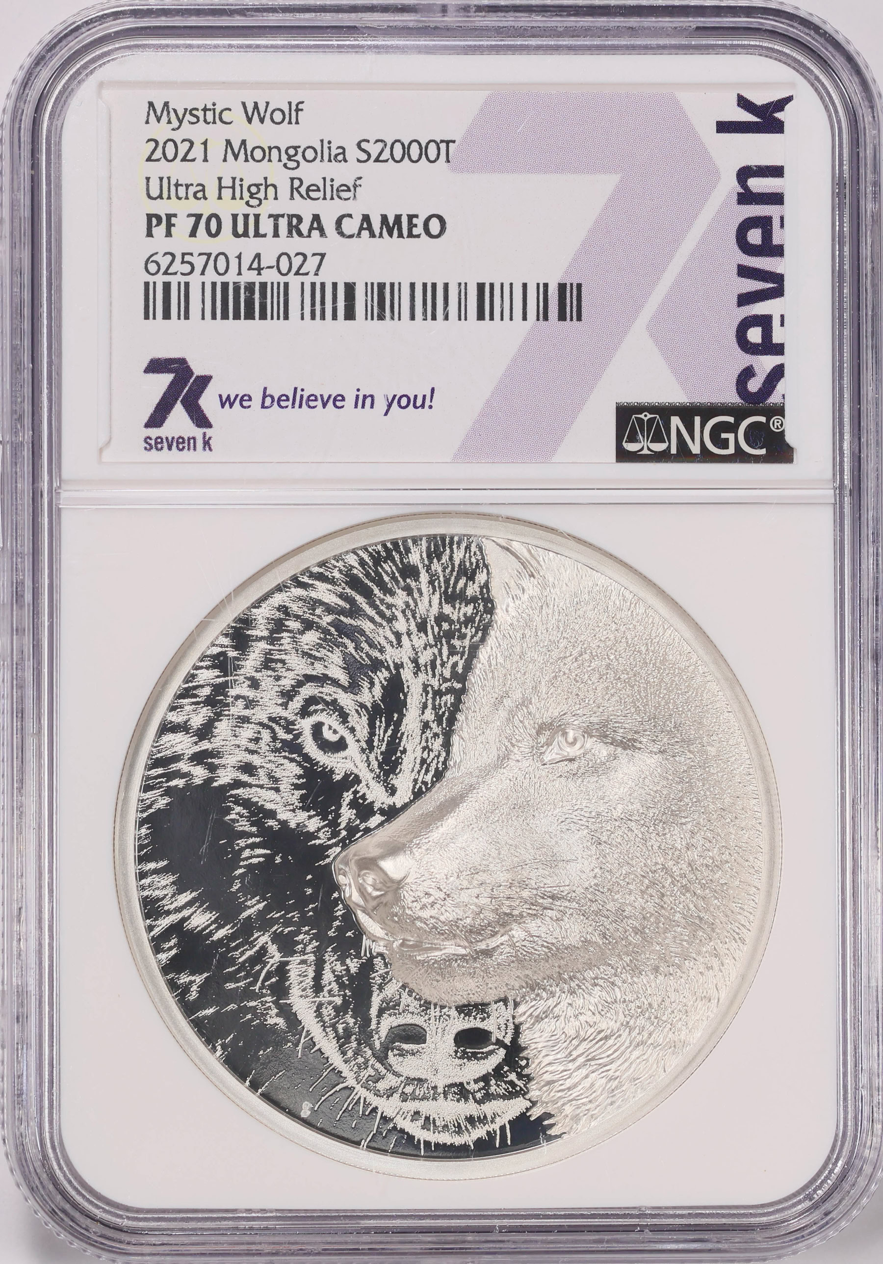 Mongolia 2021 Silver 2000 Tugnk Mystic Wolf Ultra High Relief 3oz KM ...