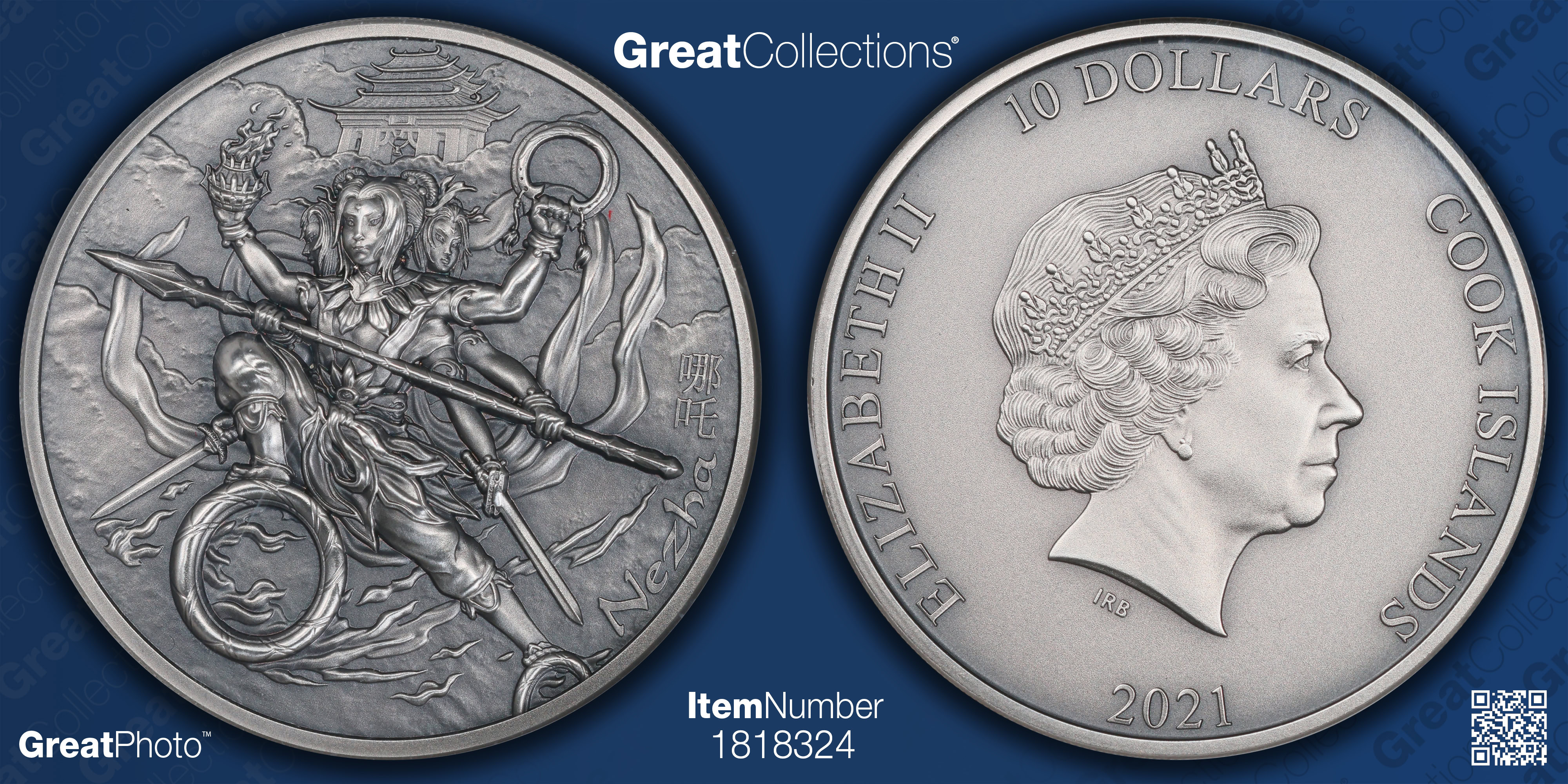 Cook Islands 2021 Silver $10 Mythology Weapons Nezha High Relief KM ...