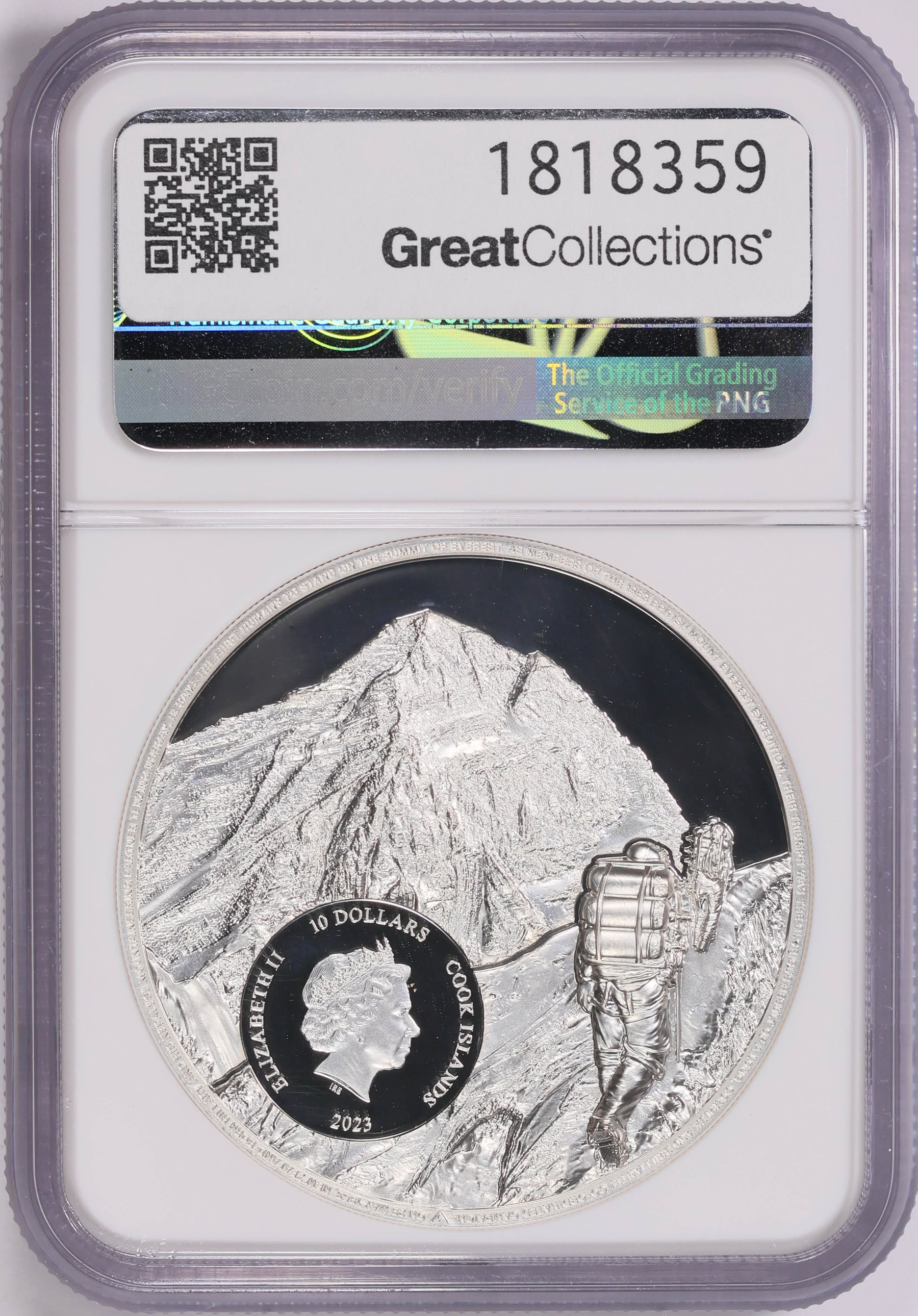 Cook Islands 2023 Silver $10 Mt. Everest 1953 - High Relief NGC Proof ...