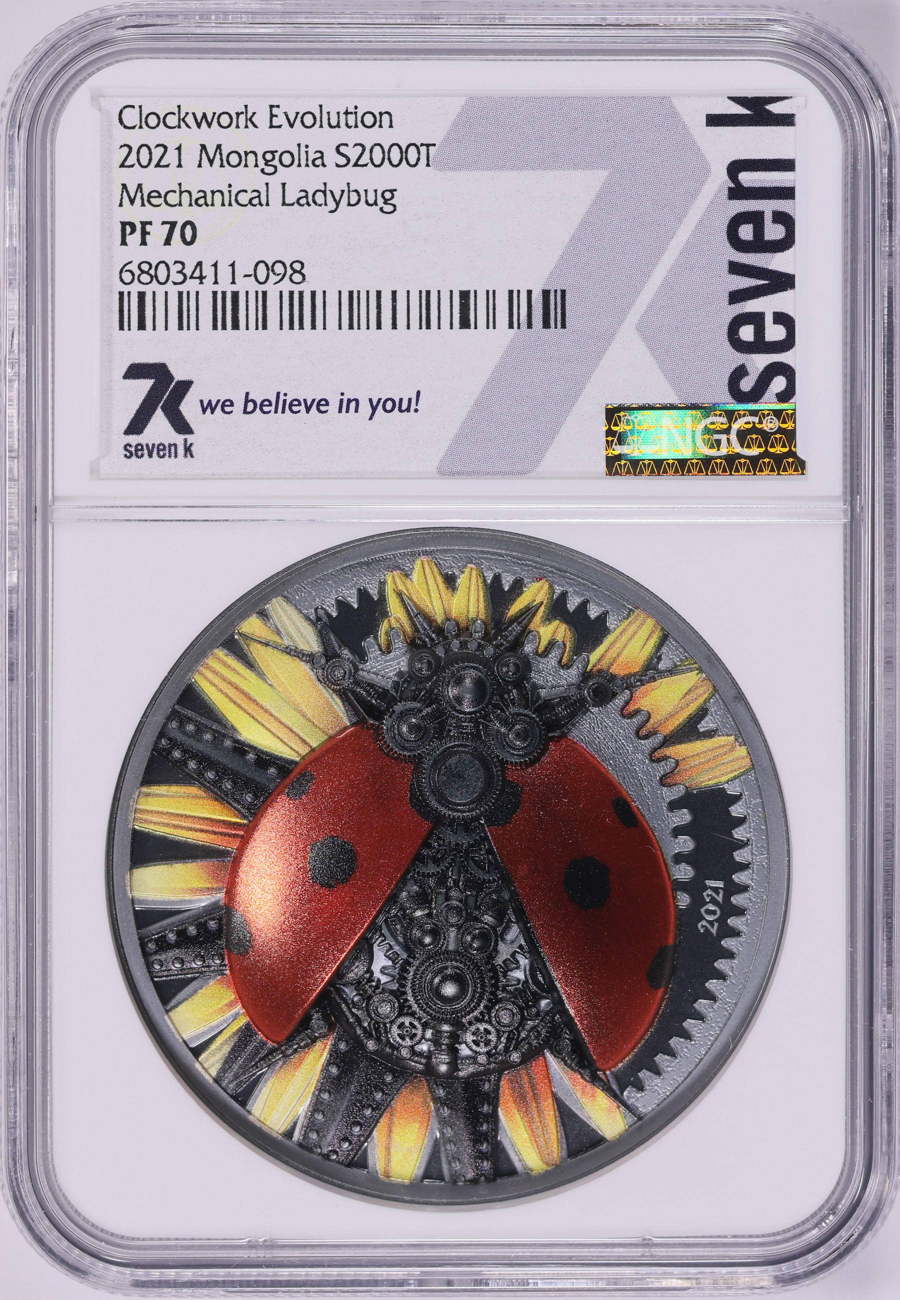 Mongolia 2021 Colorized Silver 2,000 Tugrik Clockwork Evolution ...