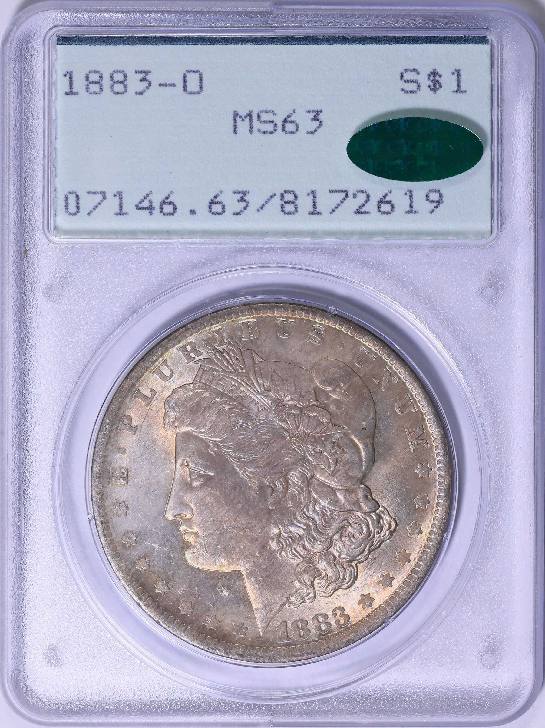 1883-O Morgan Silver Dollar PCGS MS-63 (CAC Green) OGH (1st Gen) (Item 1818473 ...