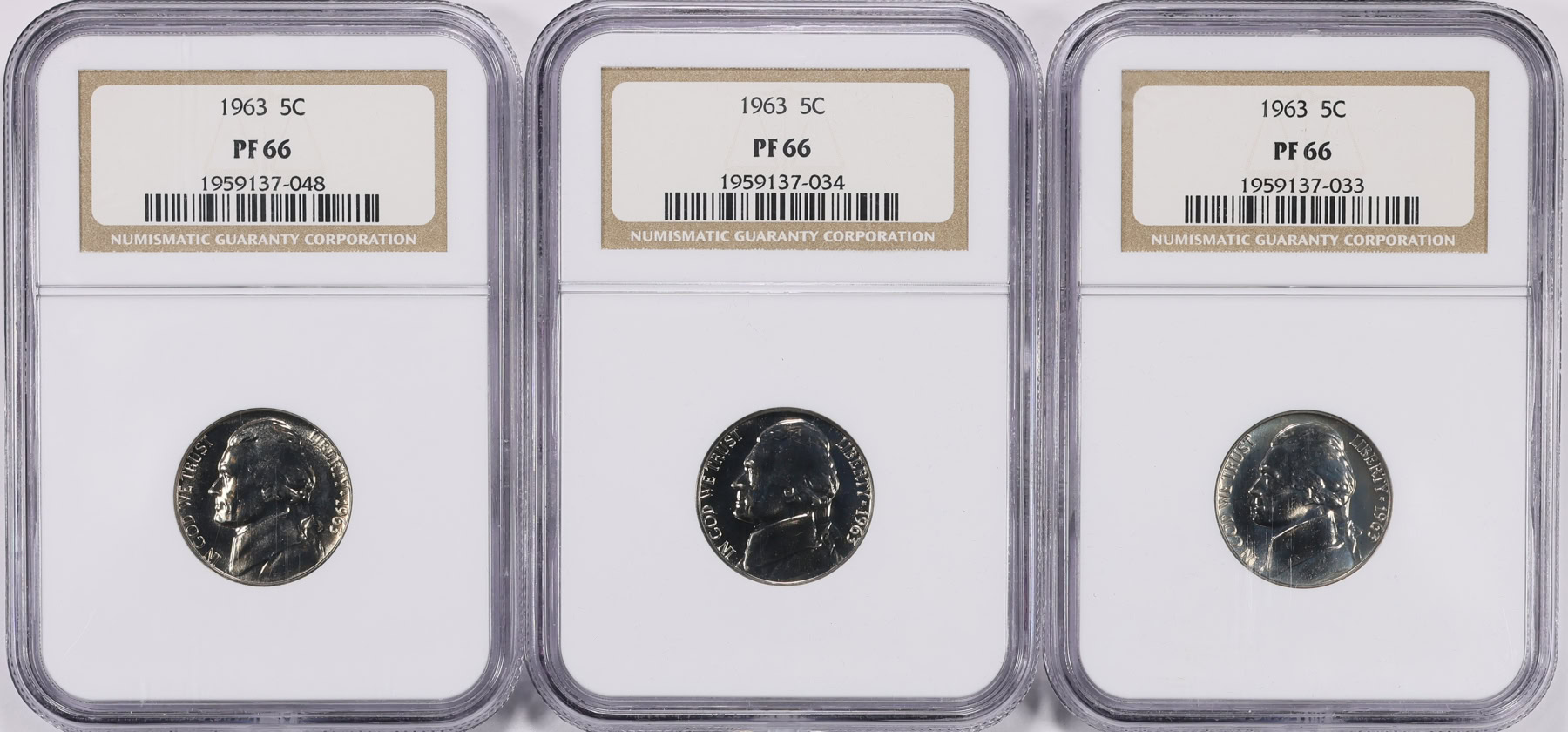 1963 Jefferson Nickel NGC Proof-66 (3 Coins) (Item 1818523 ...