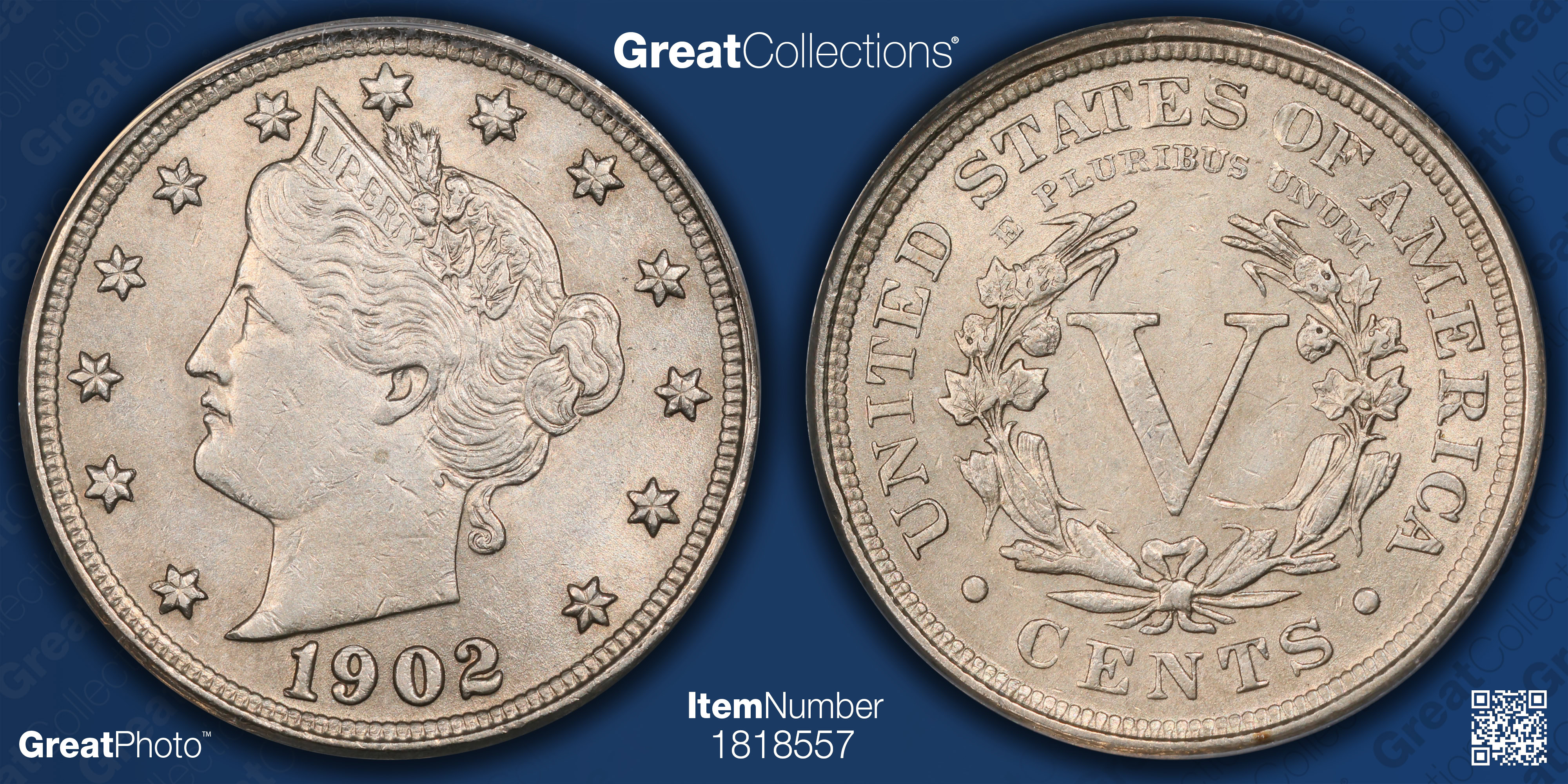 1902 Liberty Nickel ANACS AU-58 (Item 1818557) | GreatCollections Coin ...