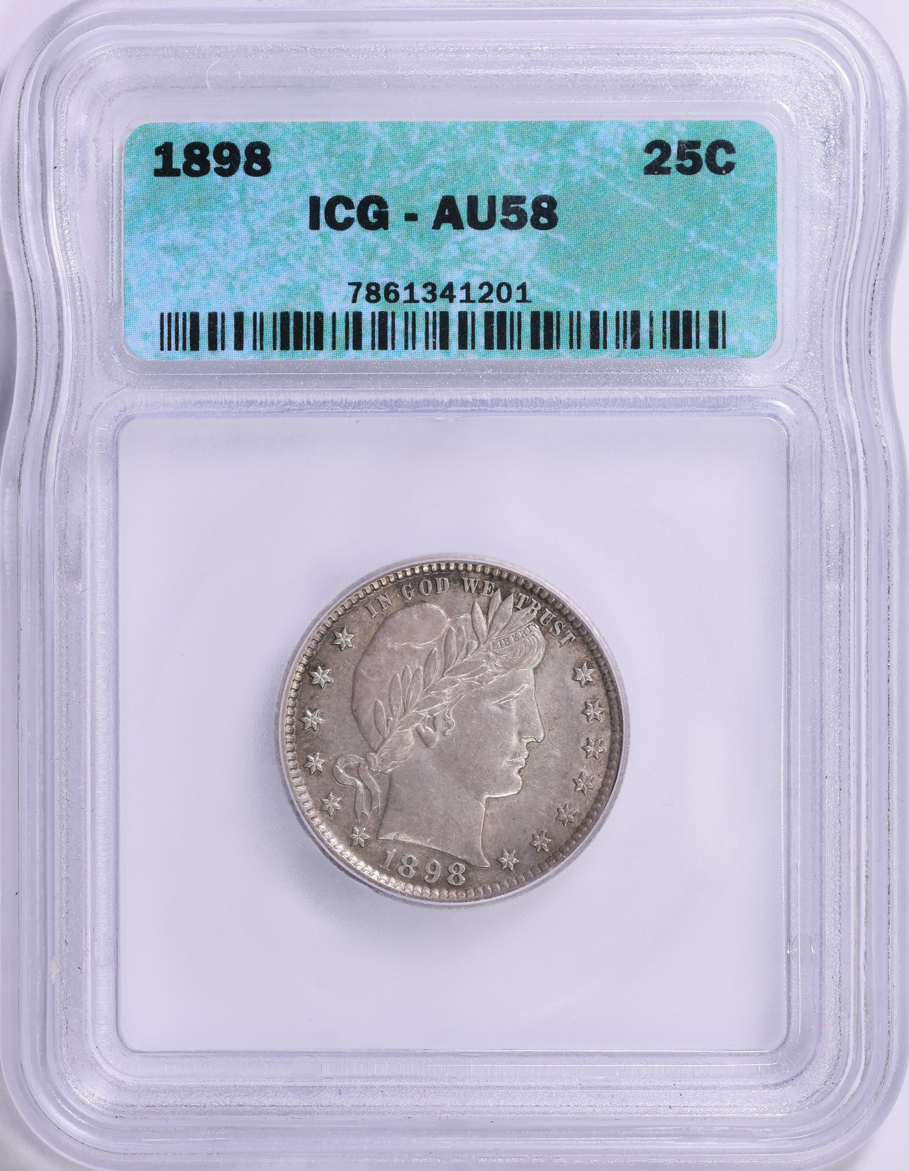 1898 Barber Quarter ICG AU-58 (Item 1818565) | GreatCollections Coin Auctions