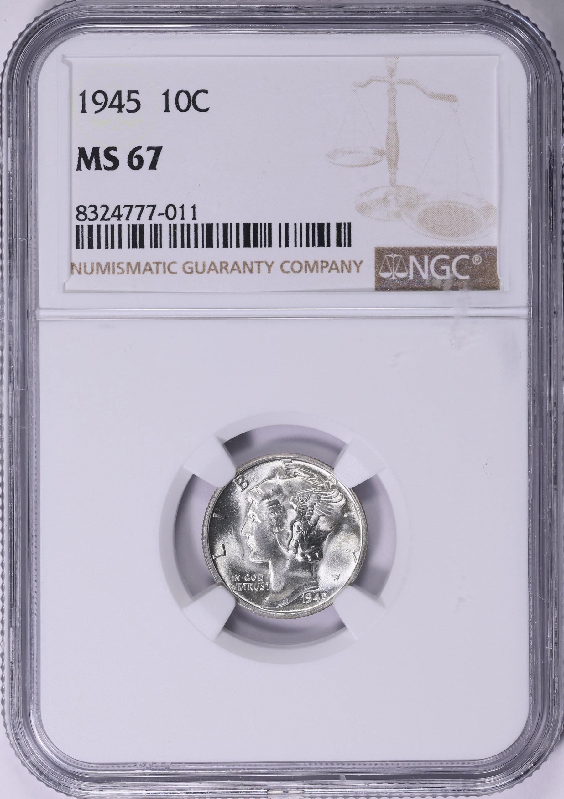 1945 Mercury Dime NGC MS-67 (Item 1818606) | GreatCollections Coin Auctions