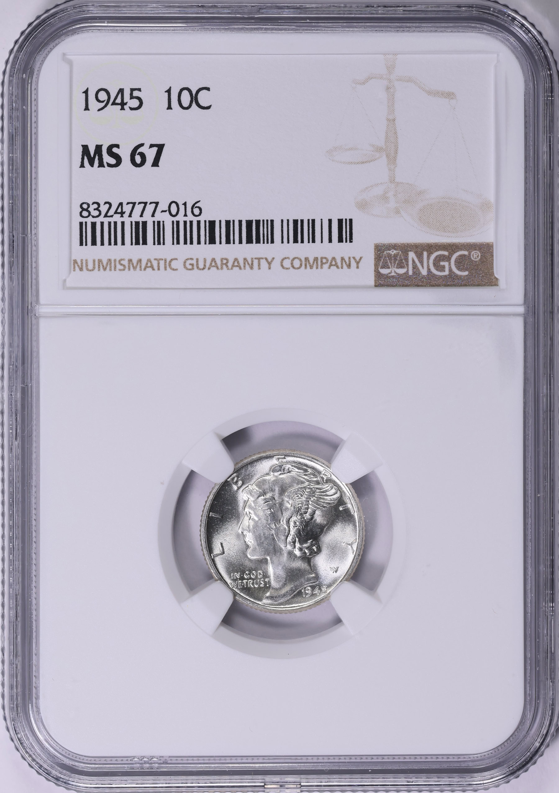 1945 Mercury Dime NGC MS-67 (Item 1818607) | GreatCollections Coin Auctions
