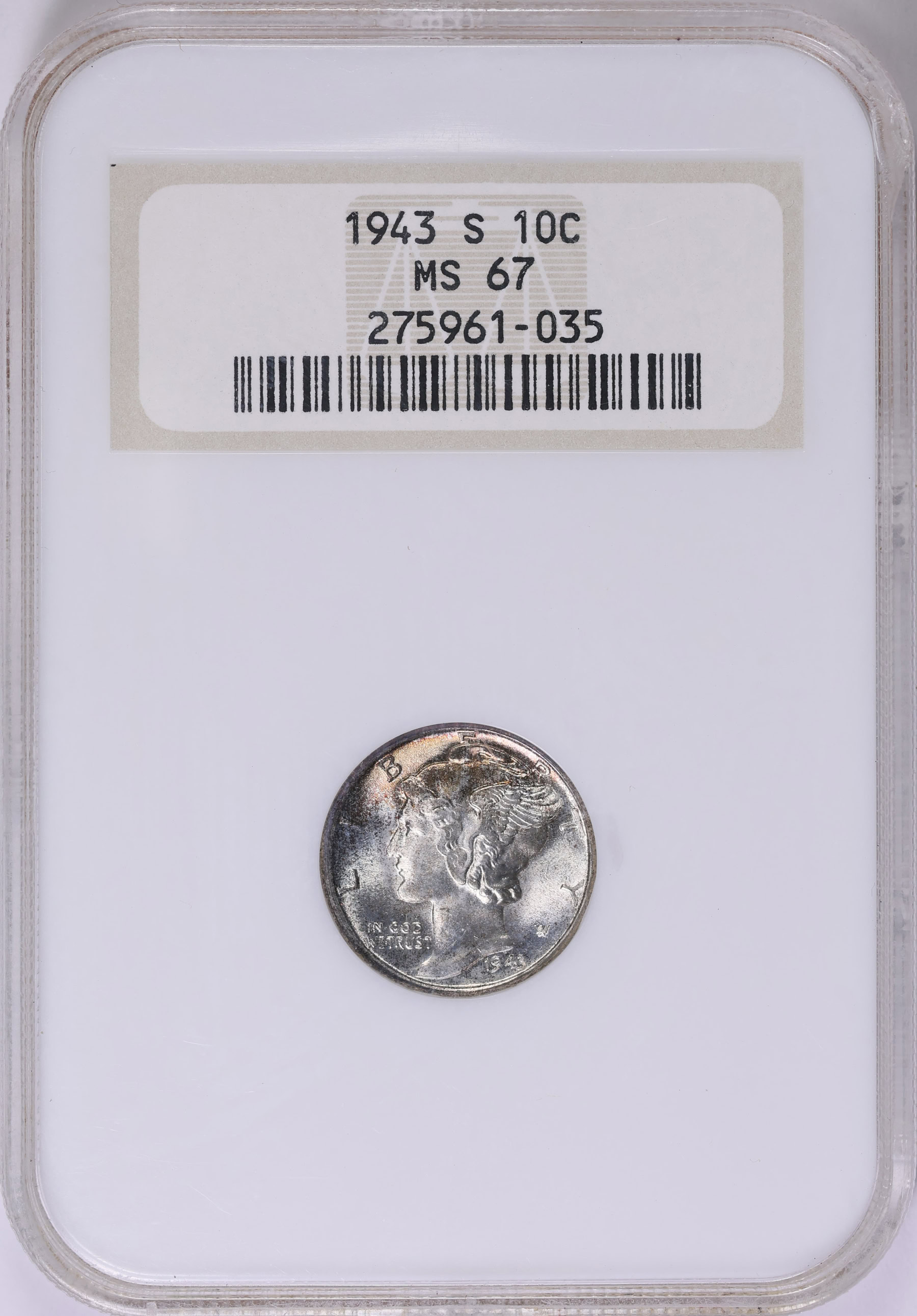 1943-S Mercury Dime NGC MS-67 OH (Item 1818611) | GreatCollections Coin Auctions