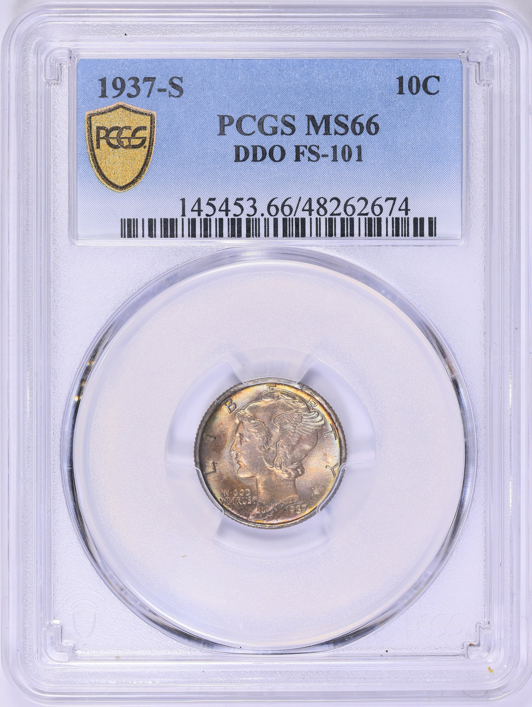 1937-S Mercury Dime Doubled Die Obverse FS-101 PCGS MS-66 (Toned) (Item 1818658 ...