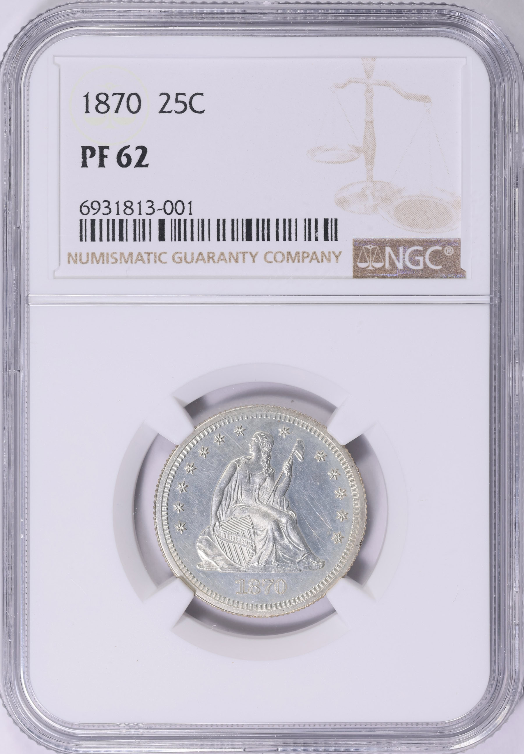 1870 Seated Liberty Quarter NGC Proof-62 (Item 1818669 ...