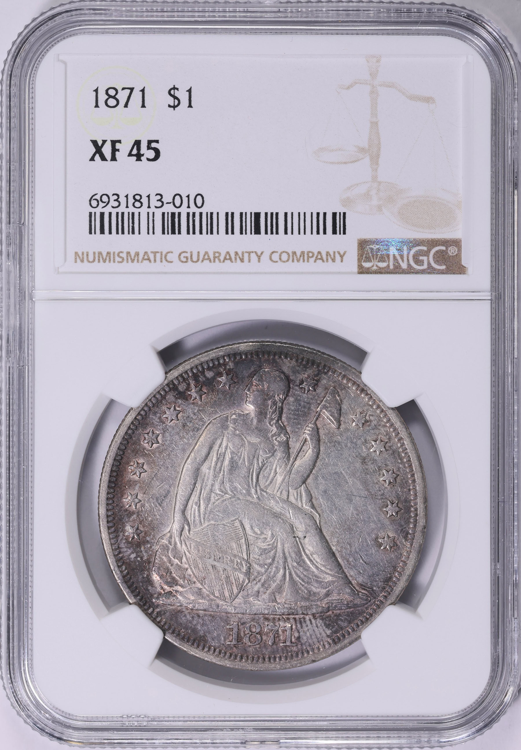 1871 Seated Liberty Silver Dollar NGC XF-45 (Toned) (Item 1818671 ...