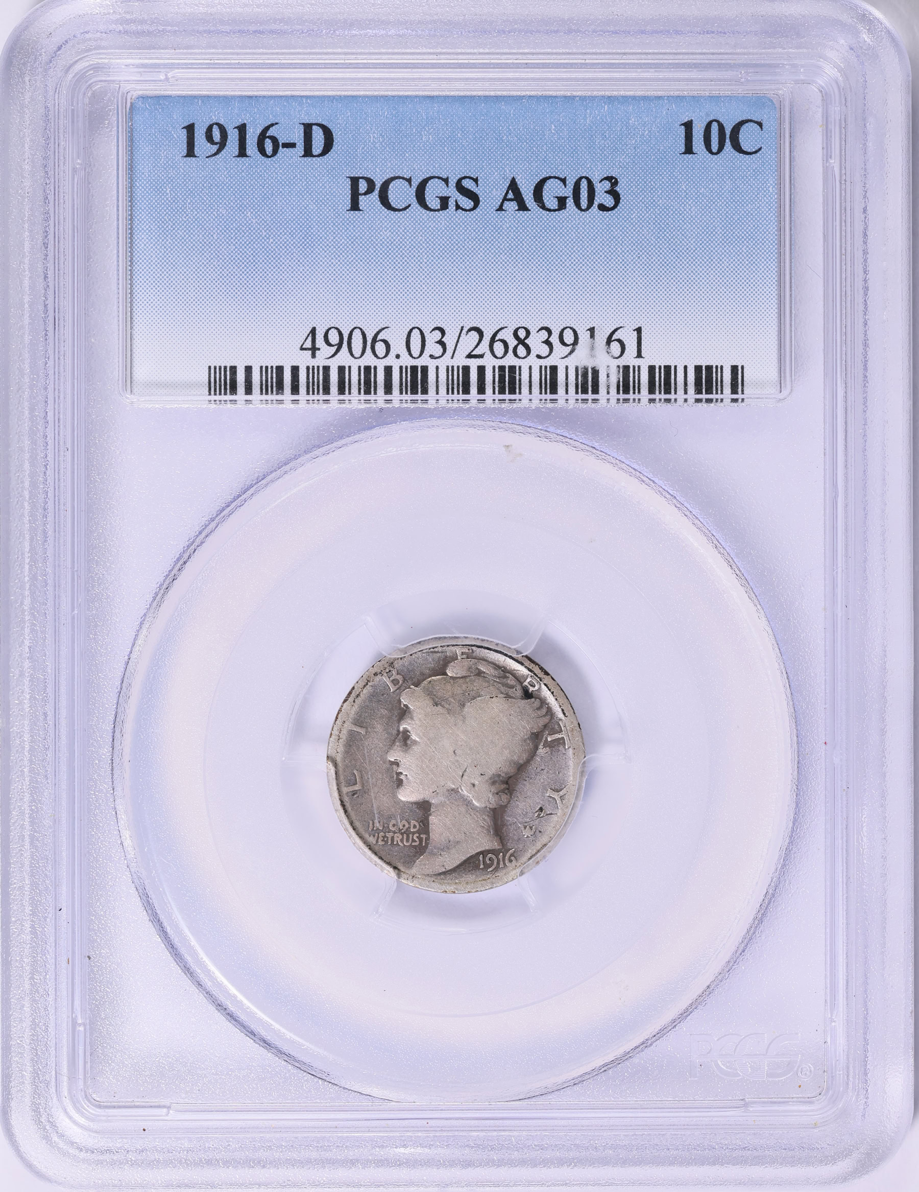 1916-D Mercury Dime PCGS AG-03 (Item 1818694) | GreatCollections Coin Auctions