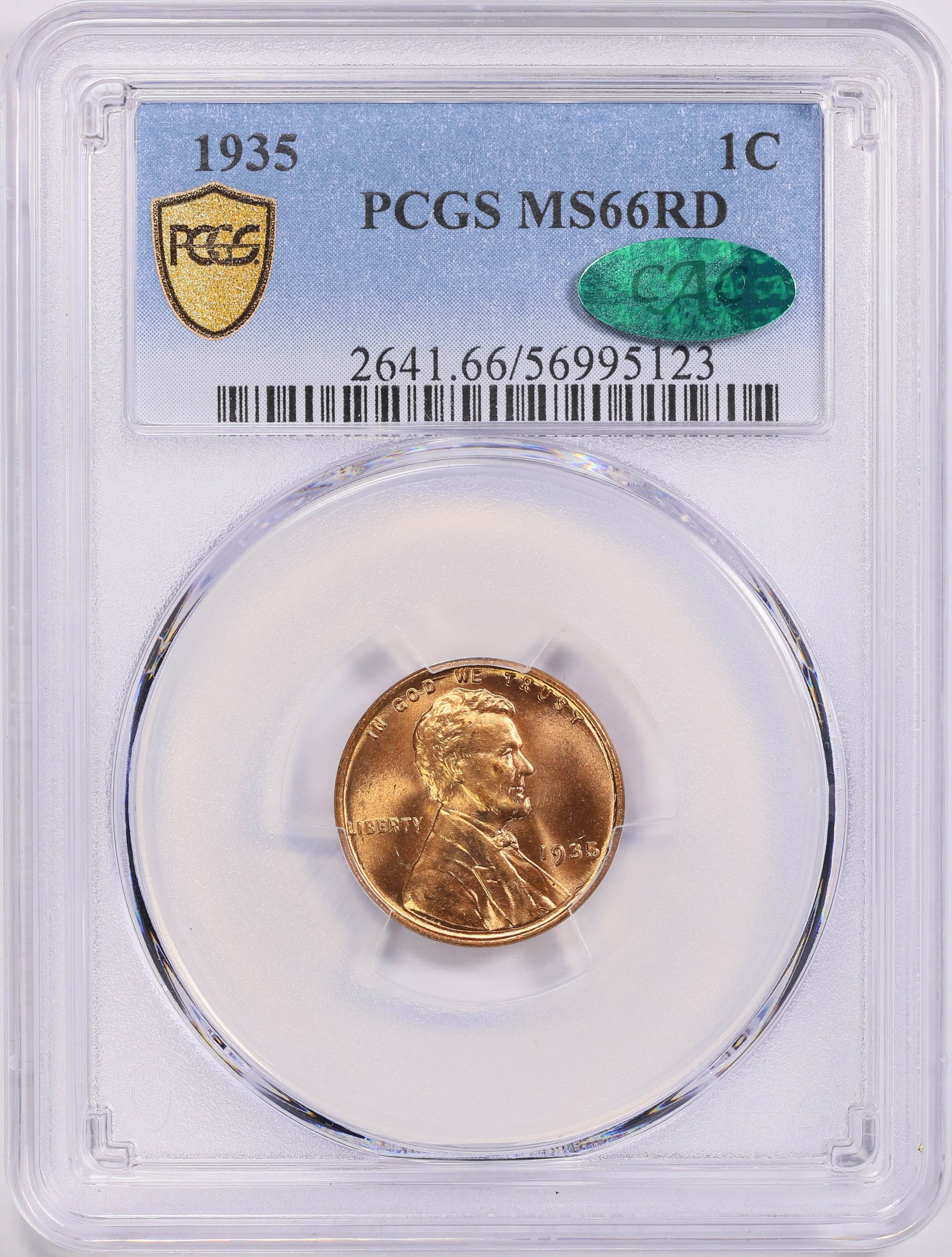 1935 Lincoln Cent PCGS MS-66 RD (CAC Green) (Item 1818700) | GreatCollections Coin Auctions