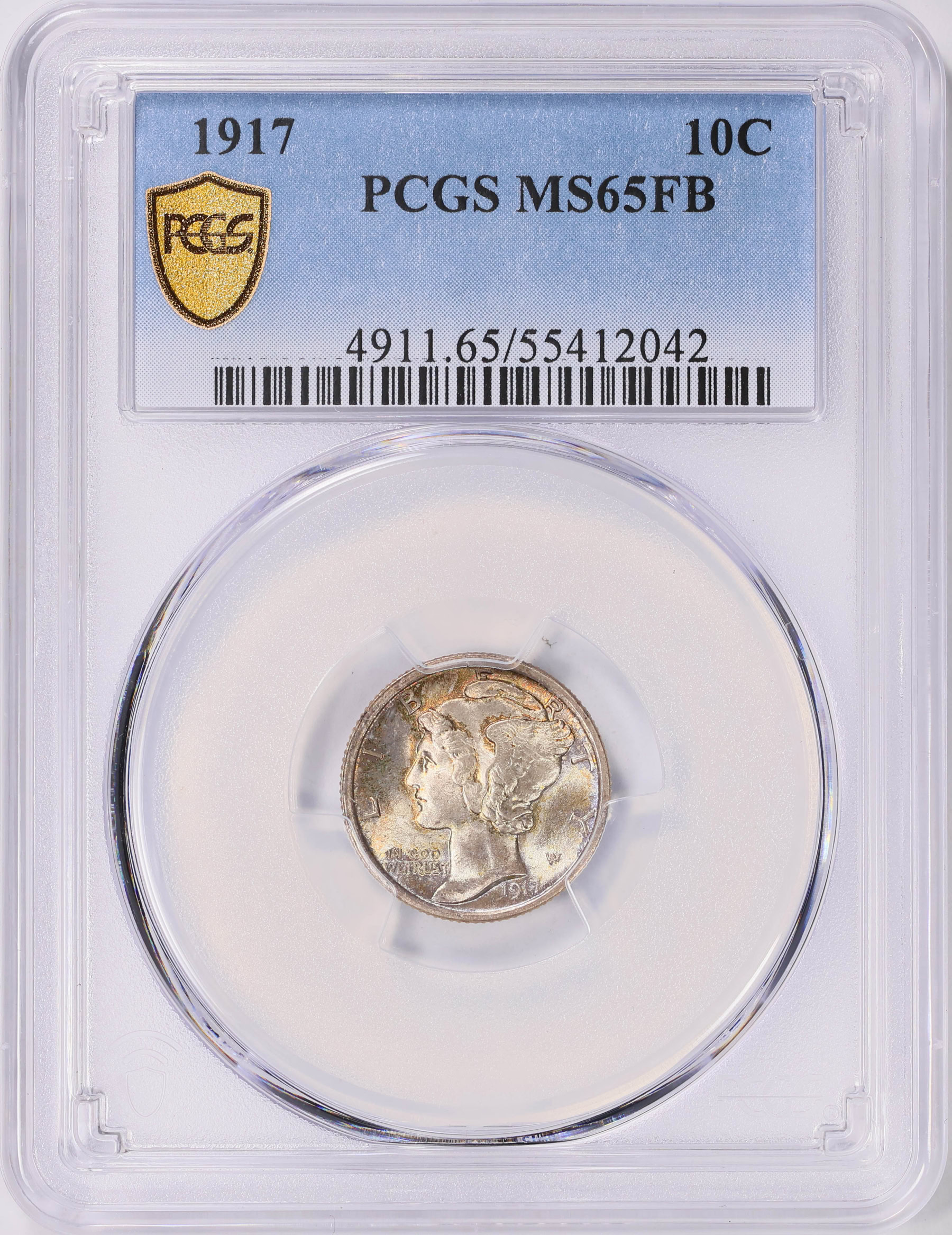 1917 Mercury Dime PCGS MS-65 FB (Toned) (Item 1818702) | GreatCollections Coin Auctions