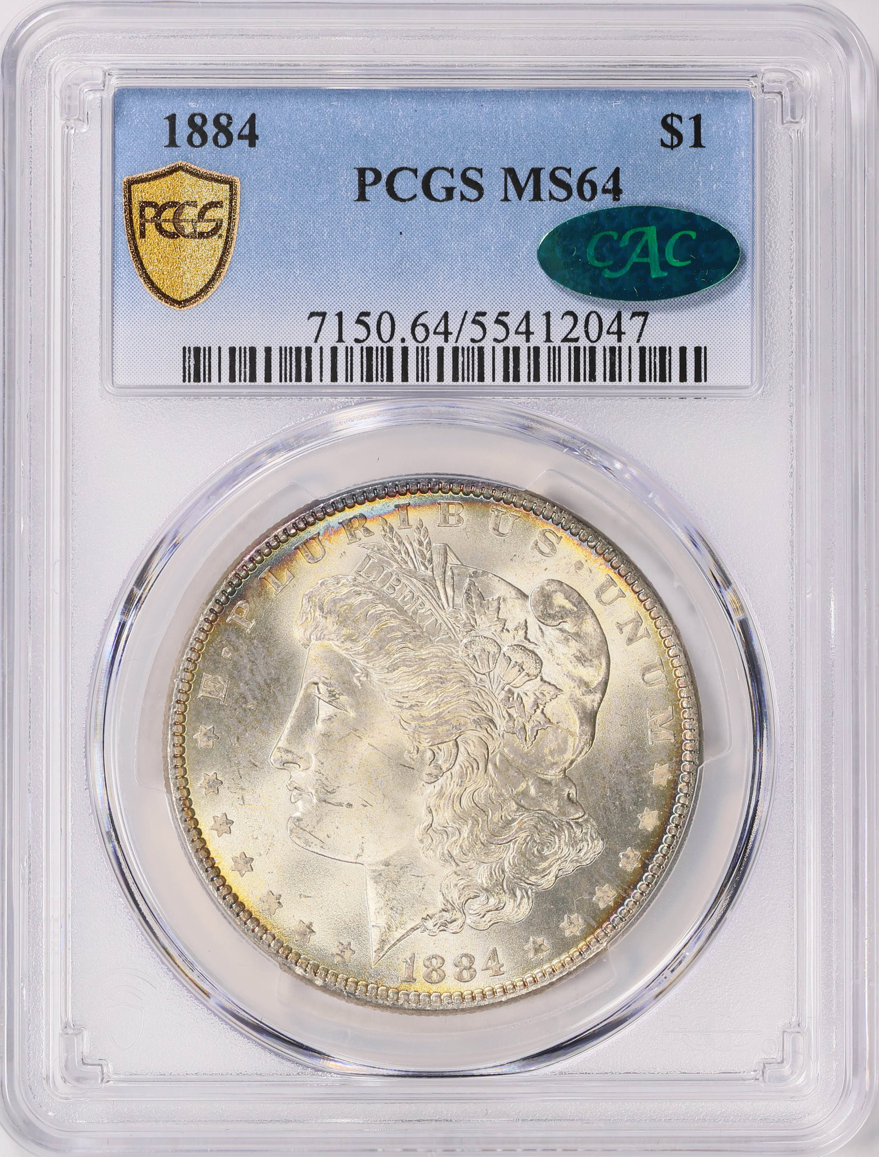 1884 Morgan Silver Dollar PCGS MS-64 (CAC Green) (Toned) (Item 1818707) | GreatCollections Coin ...
