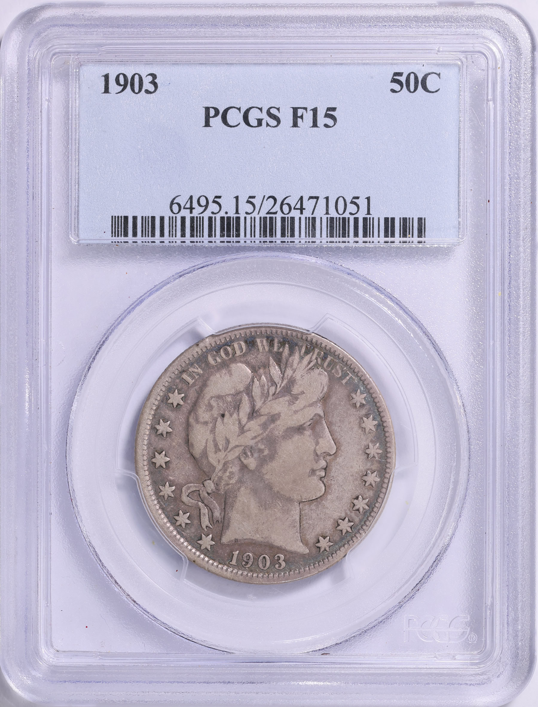 1903 Barber Half Dollar PCGS F-15 (Item 1818722) | GreatCollections Coin Auctions