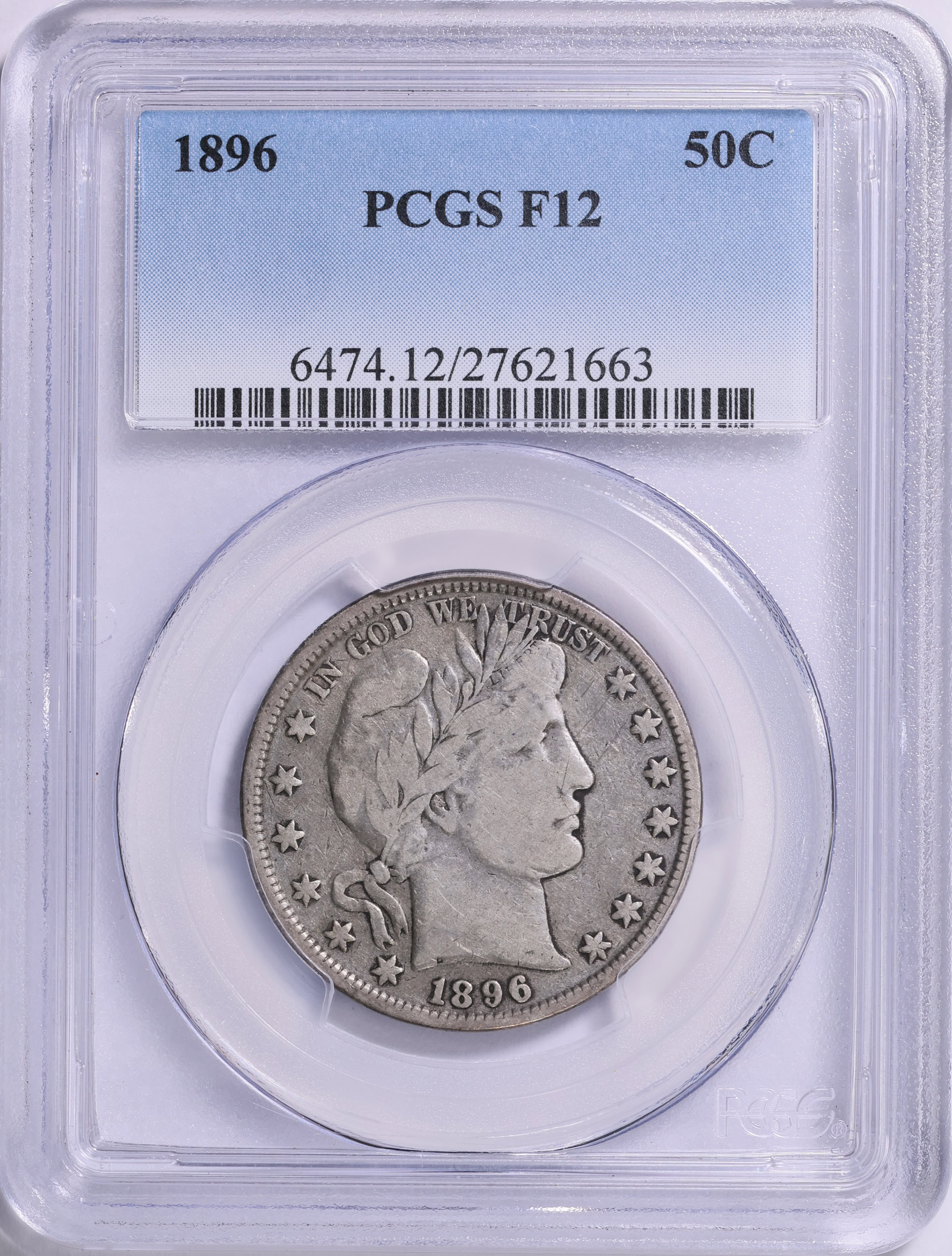 1896 Barber Half Dollar PCGS F-12 (Item 1818723) | GreatCollections Coin Auctions