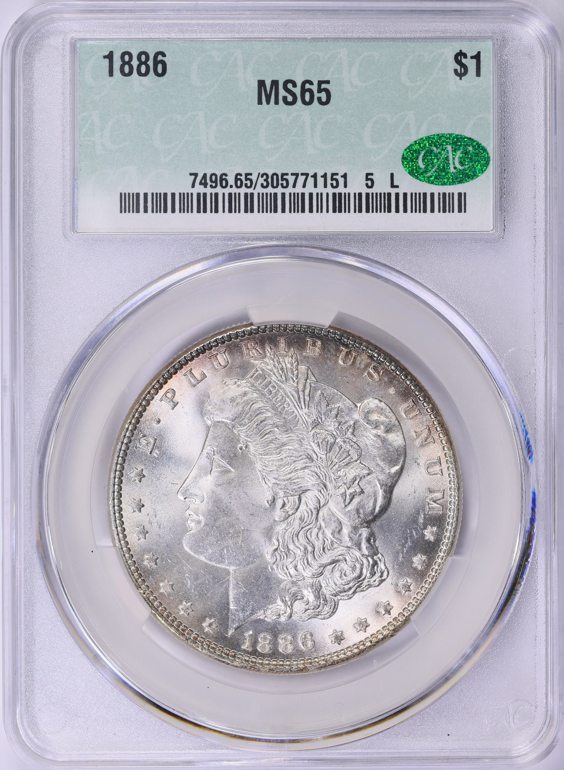 1886 Morgan Silver Dollar CACG MS-65 (Item 1818749) | GreatCollections Coin Auctions