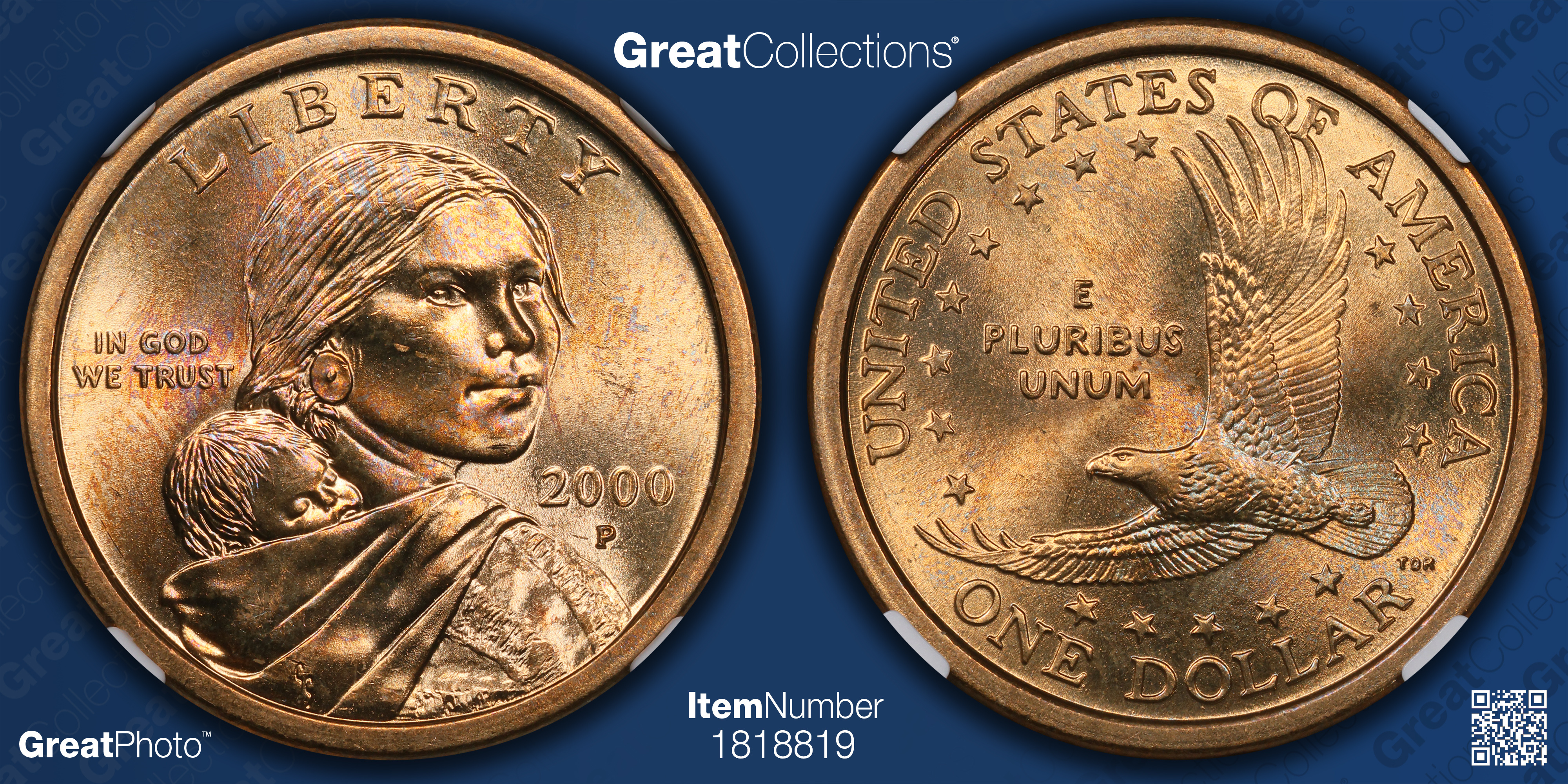 2000-P Sacagawea Dollar Wounded Eagle NGC MS-65 (Toned) (Item 1818819 ...