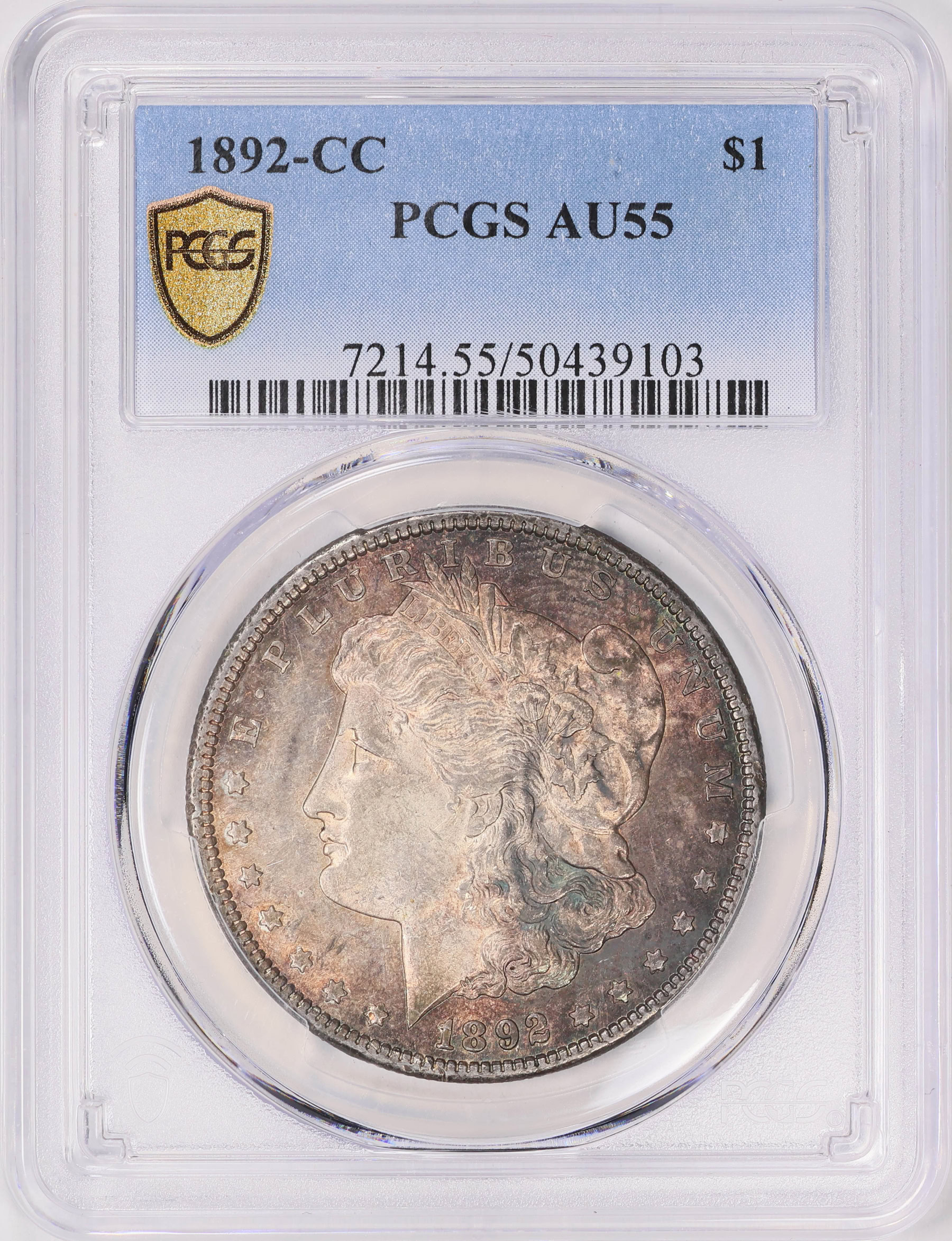 1892-CC Morgan Silver Dollar PCGS AU-55 (Toned) (Item 1818886) | GreatCollections Coin Auctions