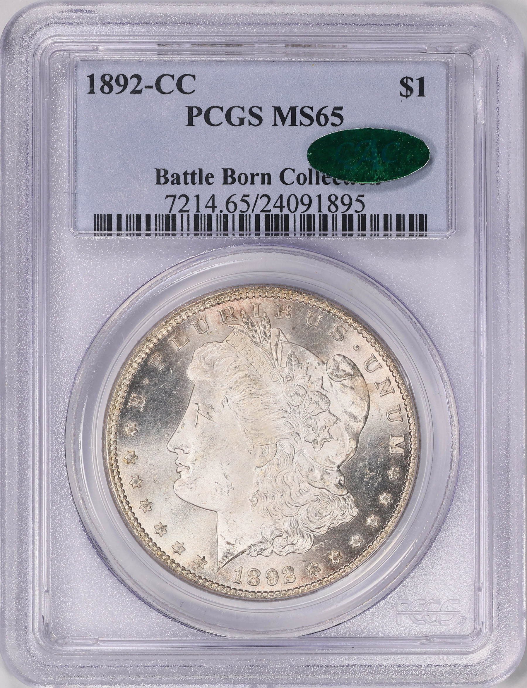 1892-CC Morgan Silver Dollar PCGS MS-65 (CAC Green) (Battle Born Collection) (Item 1818887 ...