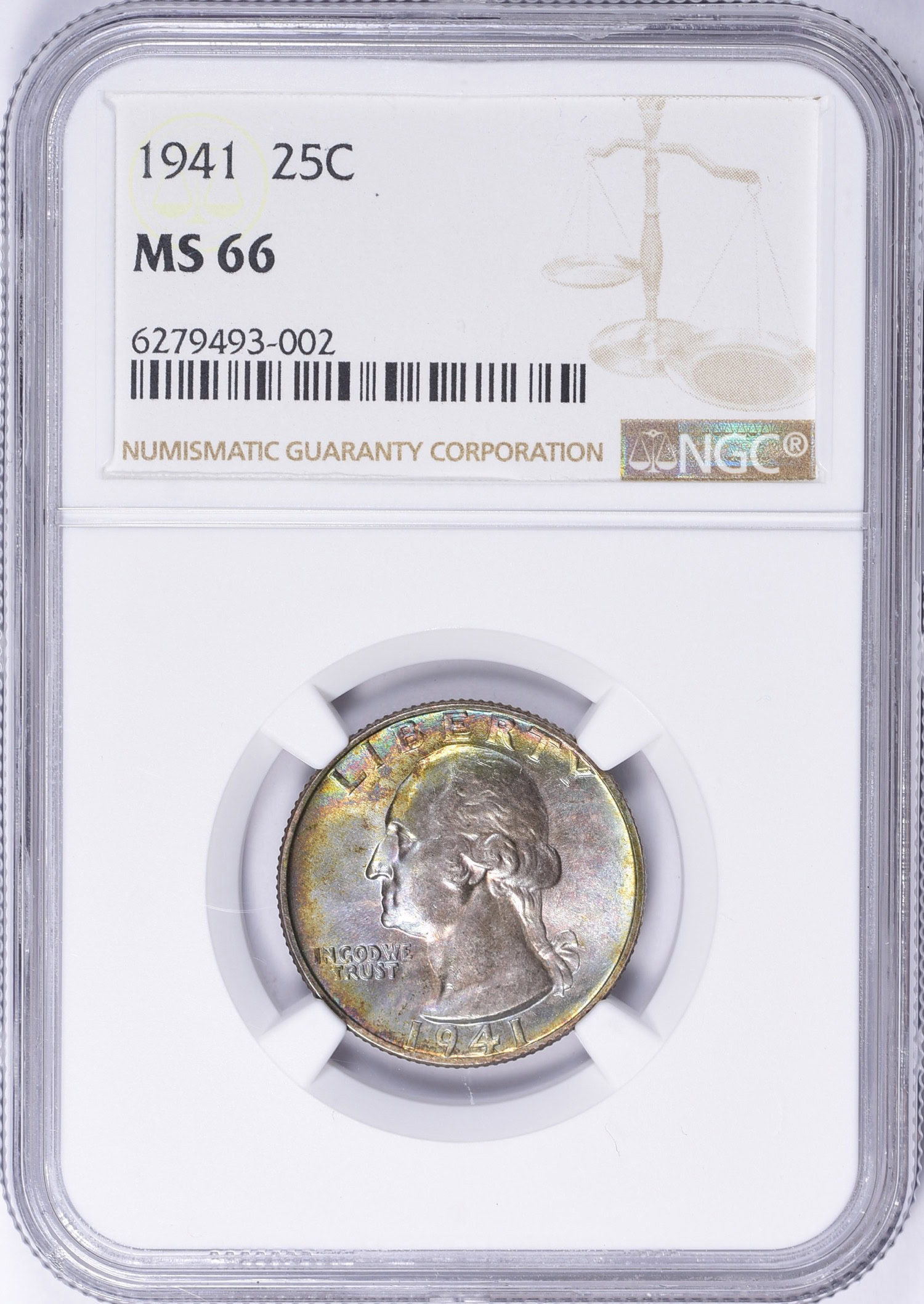 1941 Washington Quarter NGC MS-66 (Toned) (Item 1818914) | GreatCollections Coin Auctions