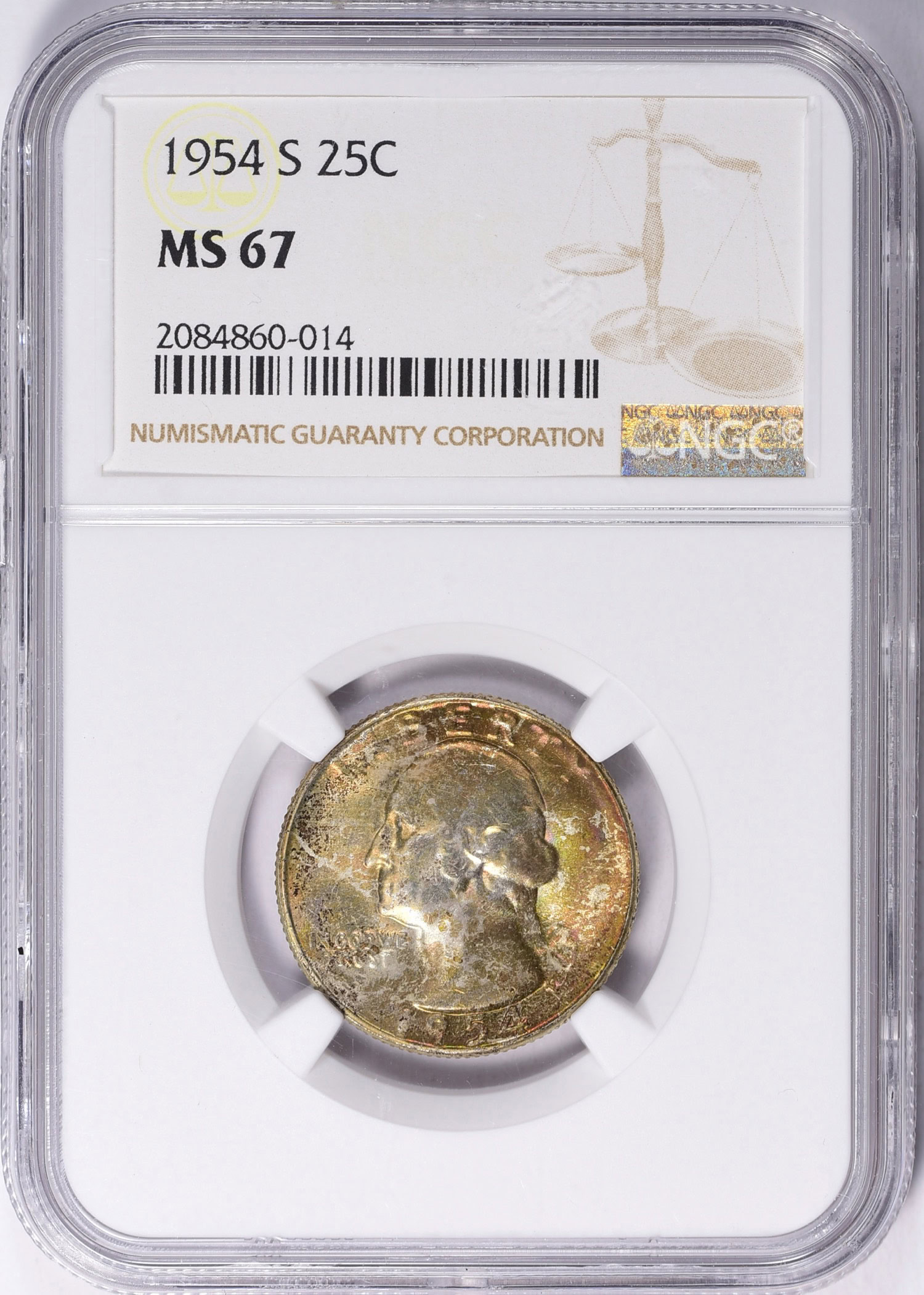 1954-S Washington Quarter NGC MS-67 (Toned) (Item 1818924) | GreatCollections Coin Auctions