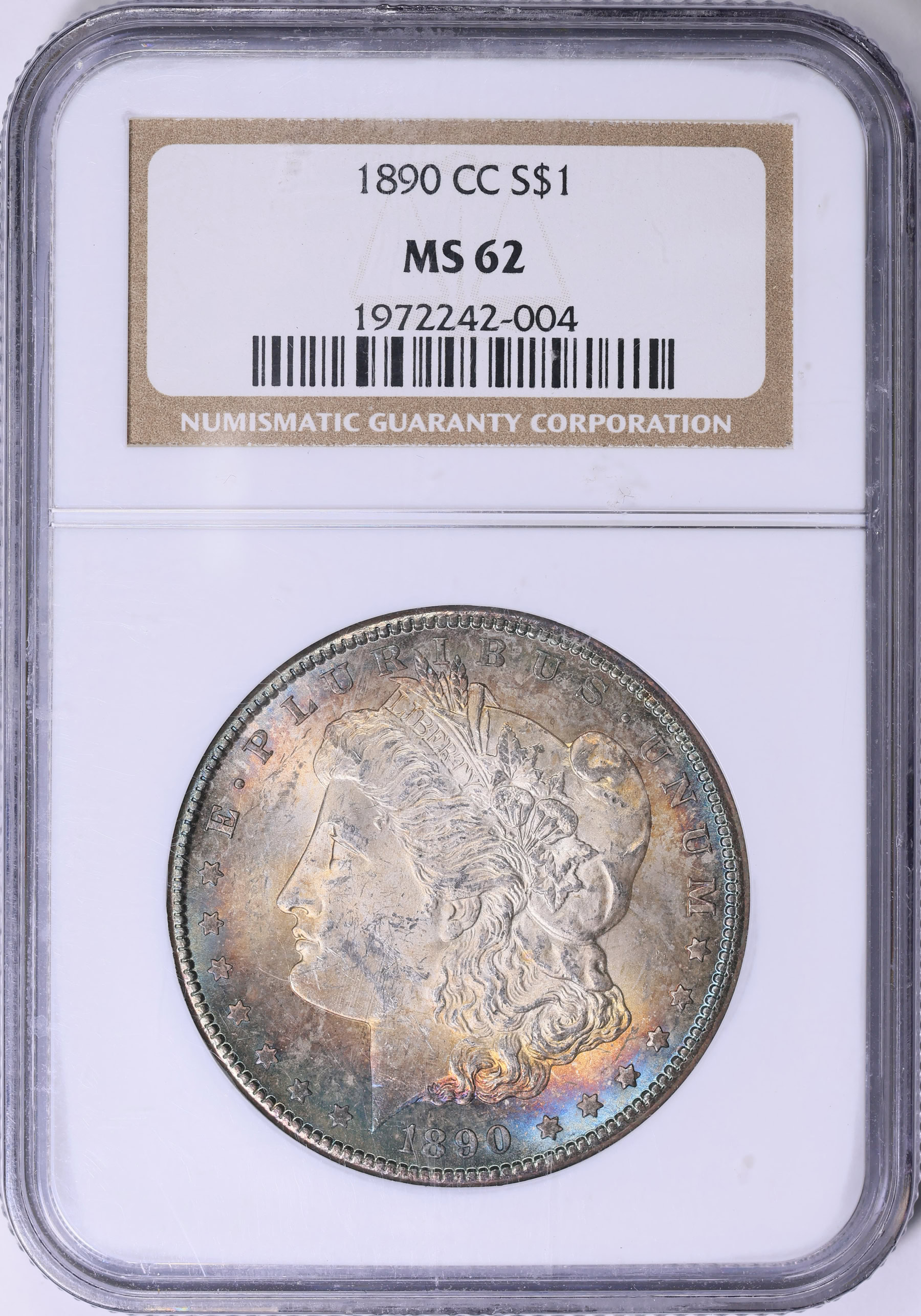 1890-CC Morgan Silver Dollar NGC MS-62 (Toned) (Item 1819003) | GreatCollections Coin Auctions