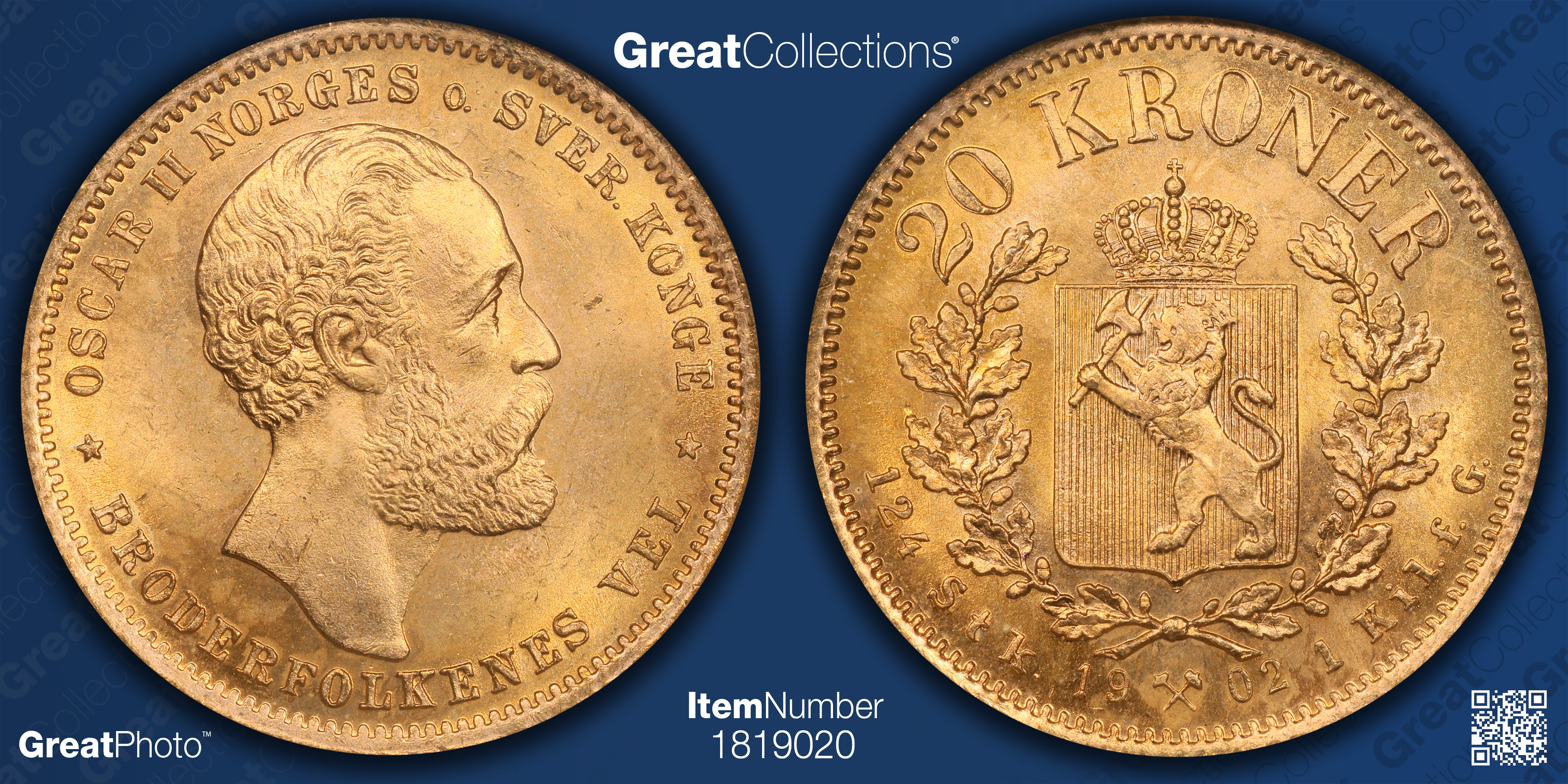 Norway 1902 Gold 20 Kroner KM-355 NGC MS-65 (AGW = 0.2593 Oz.) (Item ...