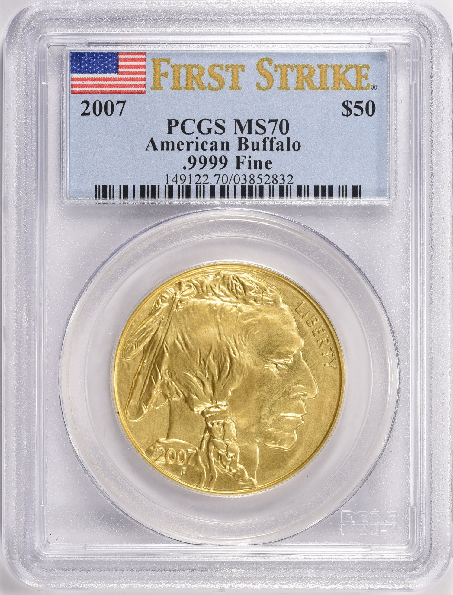 2007 $50 One-Ounce Gold American Buffalo First Strike PCGS MS-70 (Item 1819049 ...