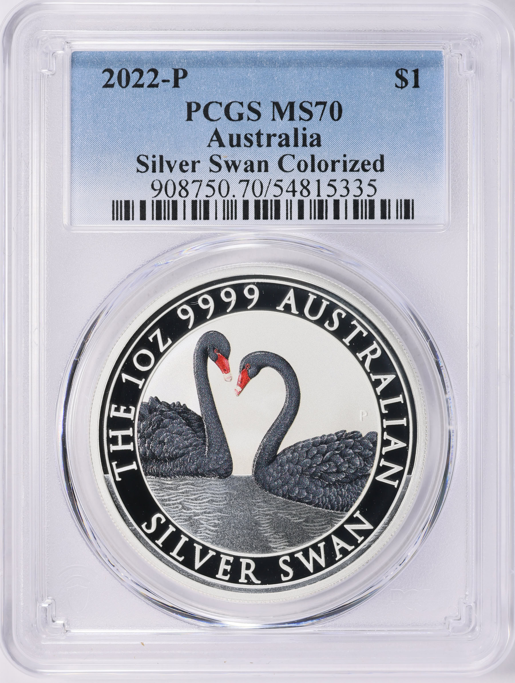 Australia 2022-P Colorized Silver Dollar Swan KM-4347 With Case of ...