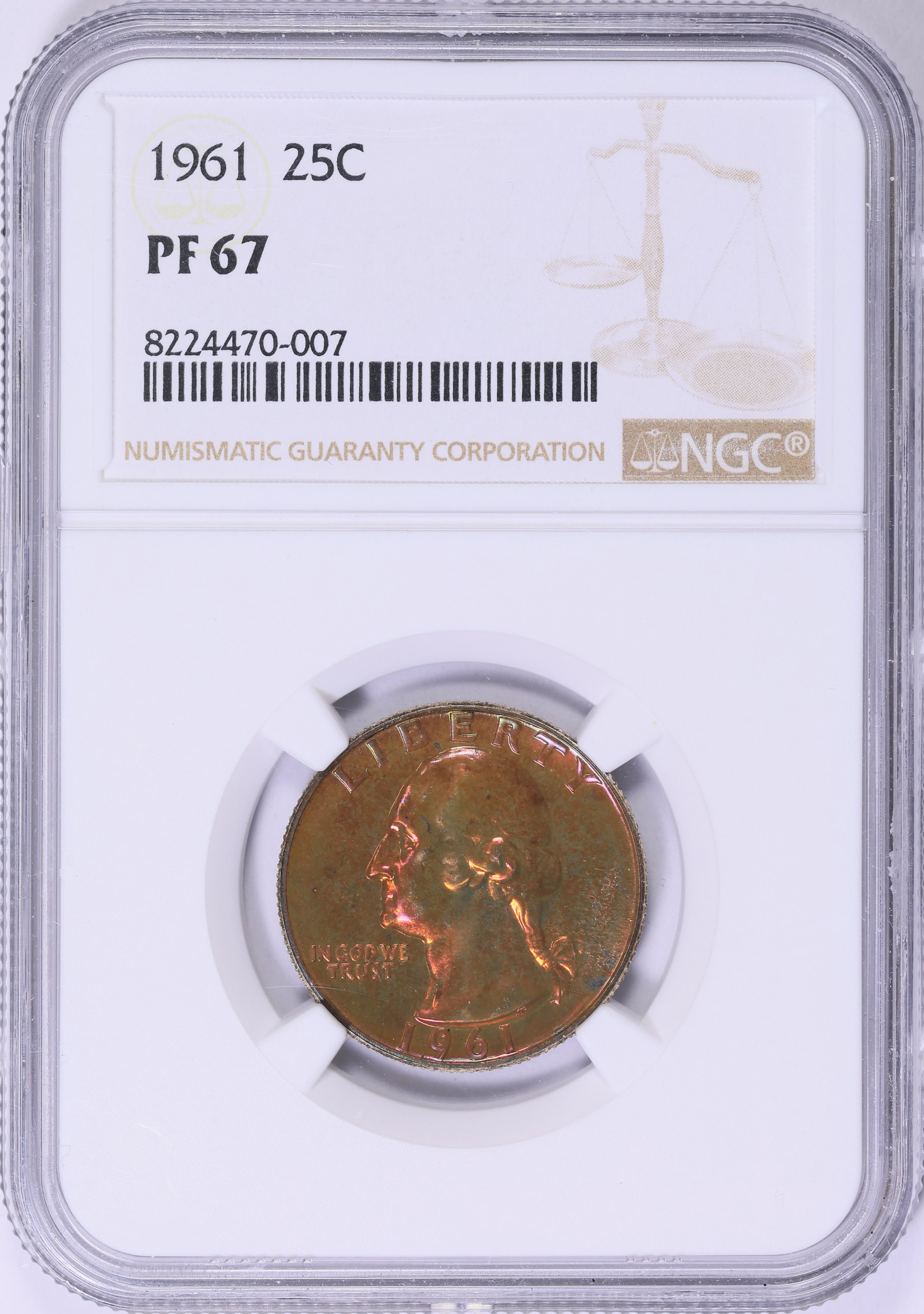 1961 Washington Quarter NGC Proof-67 (Toned) (Item 1819195) | GreatCollections Coin Auctions