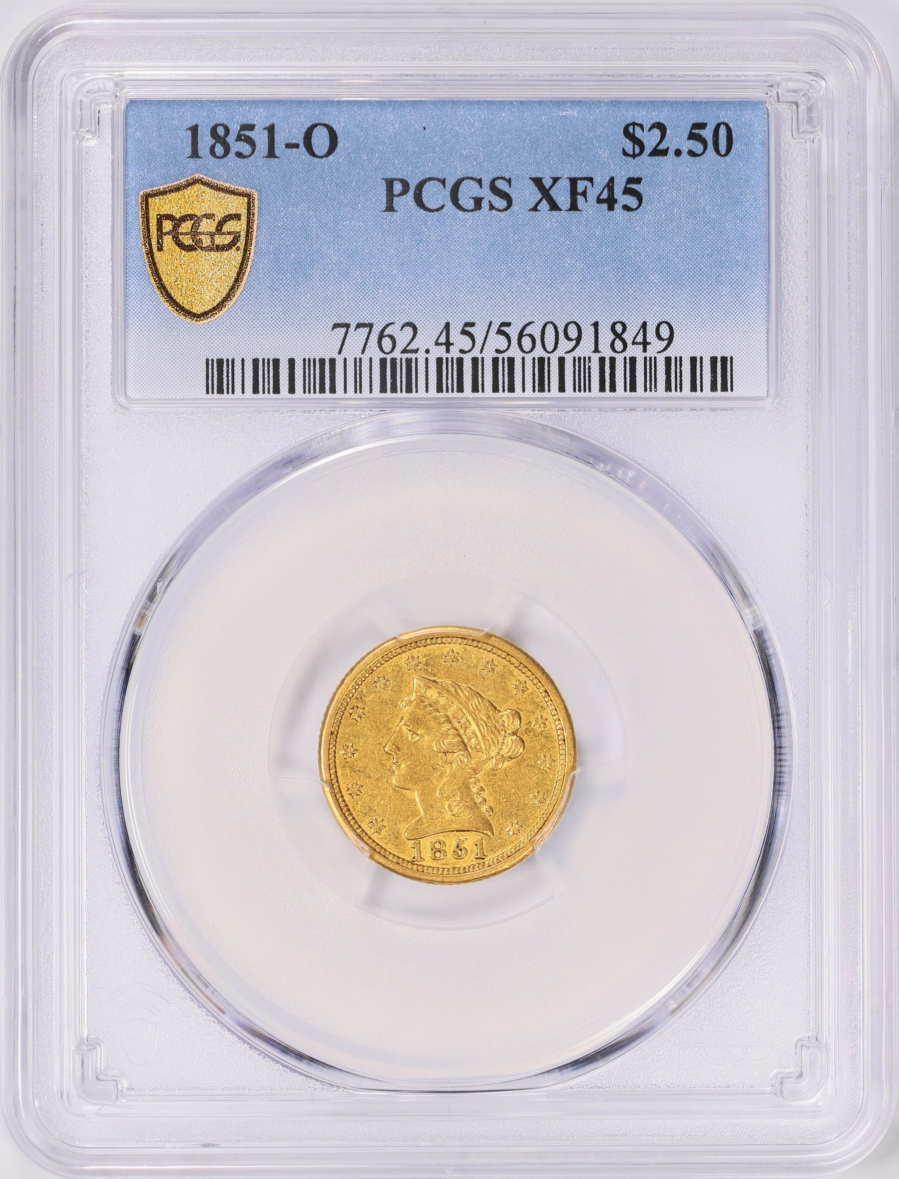 1851-O Liberty Gold Quarter Eagle PCGS XF-45 (Item 1819221) | GreatCollections Coin Auctions