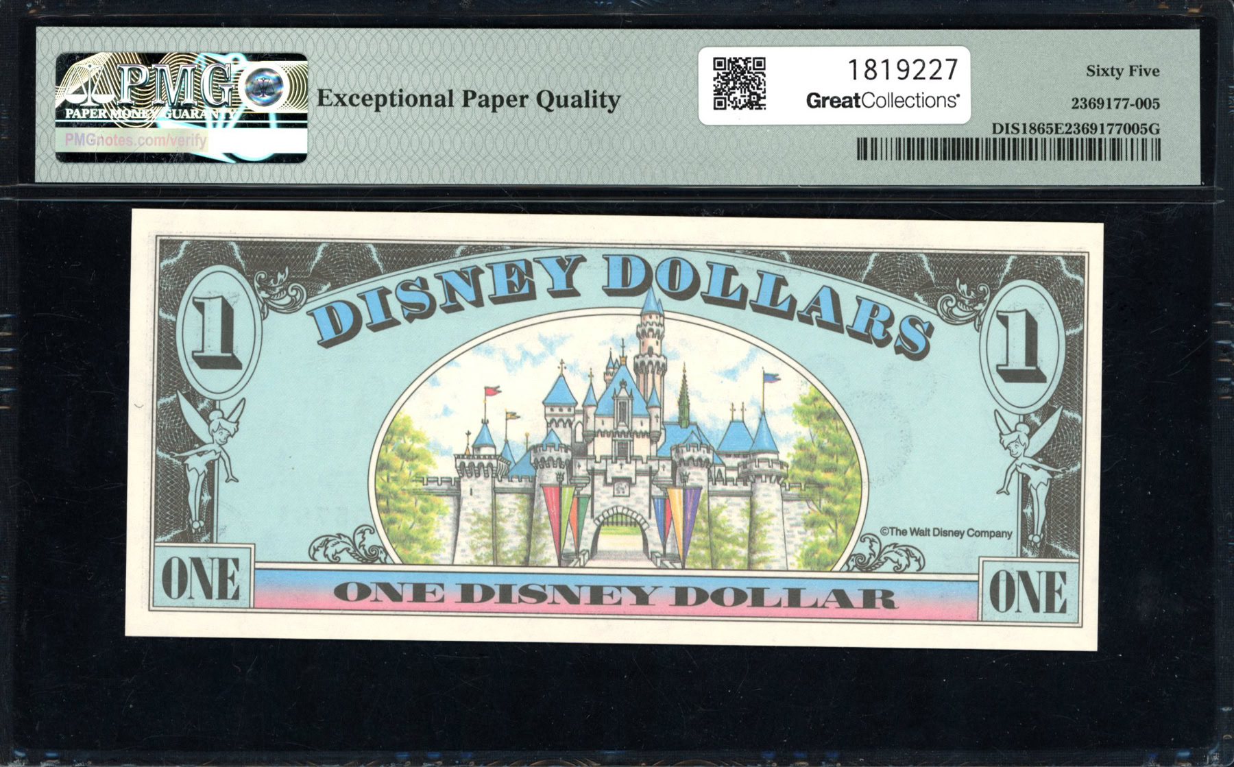 DIS18 1990 Disney World $1 Disney Dollar Note Mickey / Sleeping Beauty ...